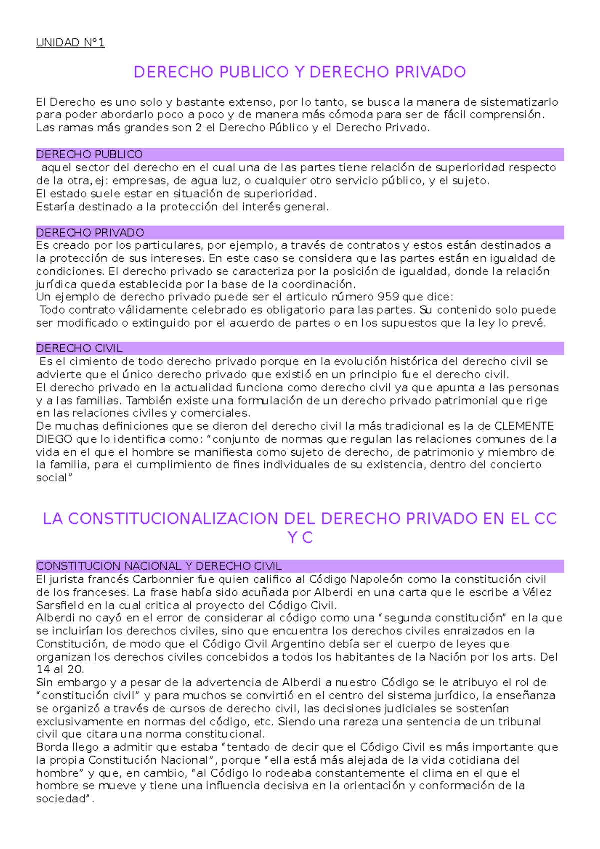 Derecho Privado Primer Parcial Unidad N° Derecho Publico Y Derecho