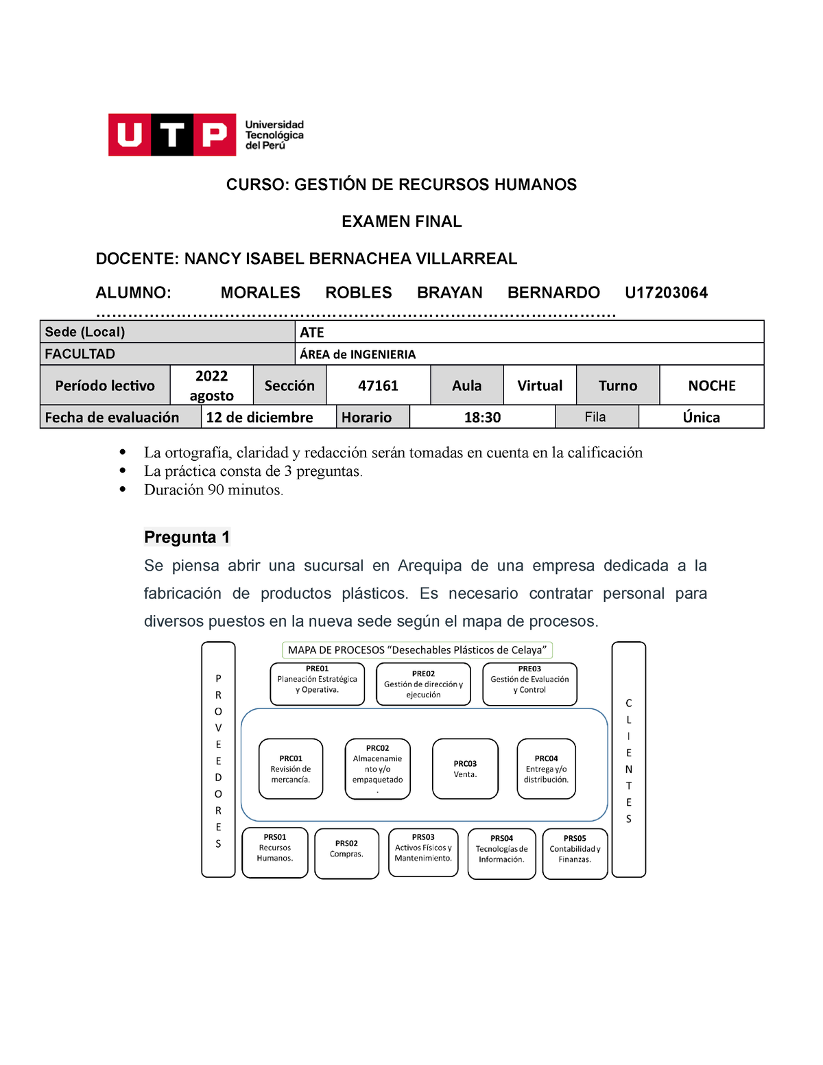 Examen Final De Rrhh Curso GestiÓn De Recursos Humanos Examen Final