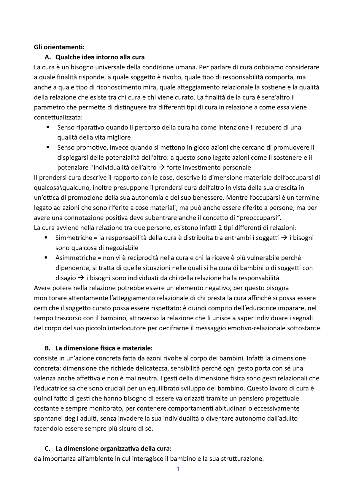 Momenti Di Cura Appunti Gli Orientamenti A Qualche Idea Intorno