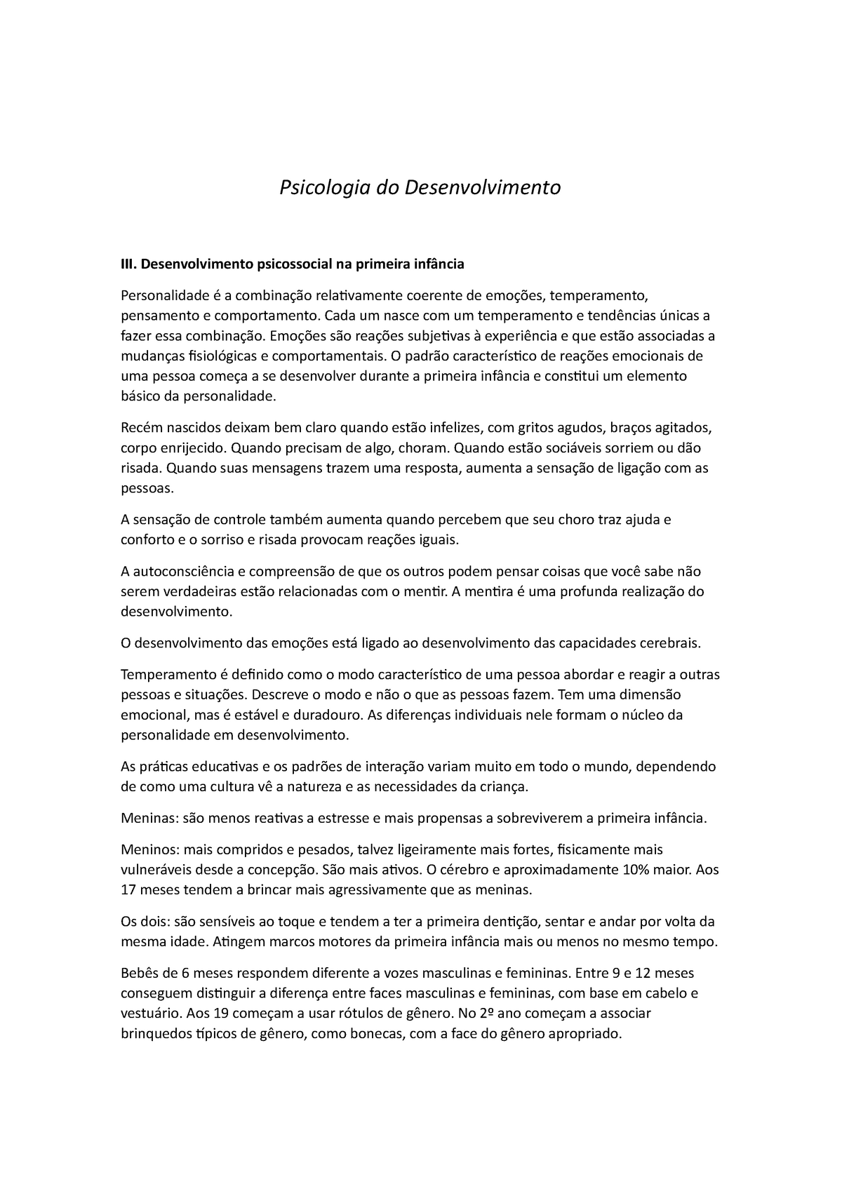 Psicologia Do Desenvolvimento Ii Desenvolvimento Psicossocial Na