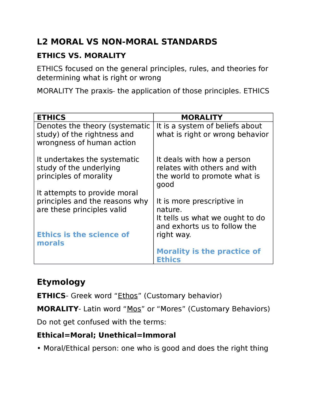 L2 Moral Vs Non Moral Standards L2 Moral Vs Non Moral Standards