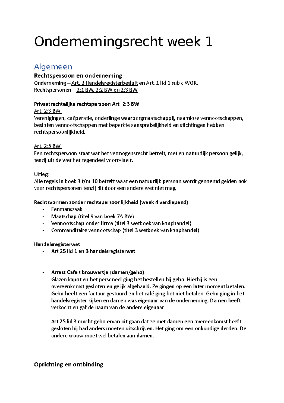 Ondernemingsrecht Week 1 2 Handelsregisterbesluit En Art 1 Lid 1 Sub