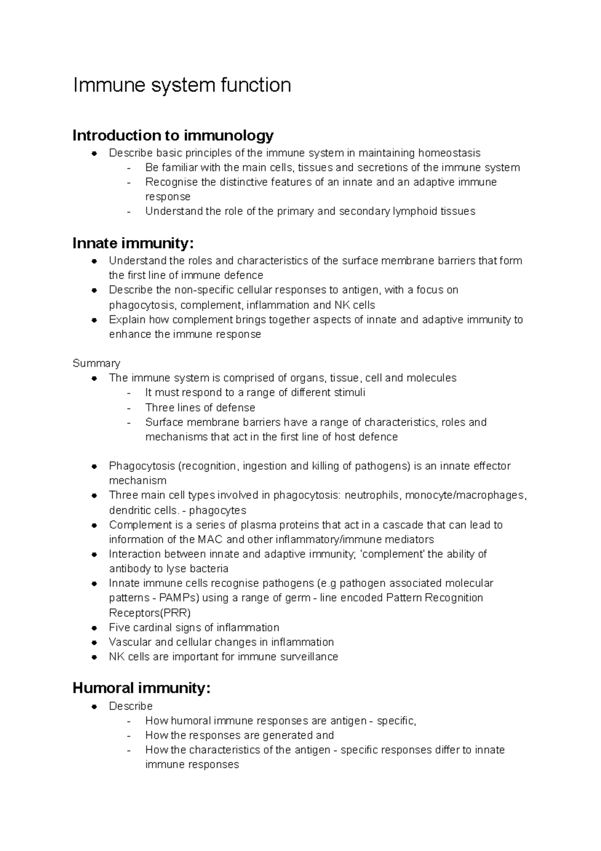 Immune And Reproduction Module Immune System Function Introduction To