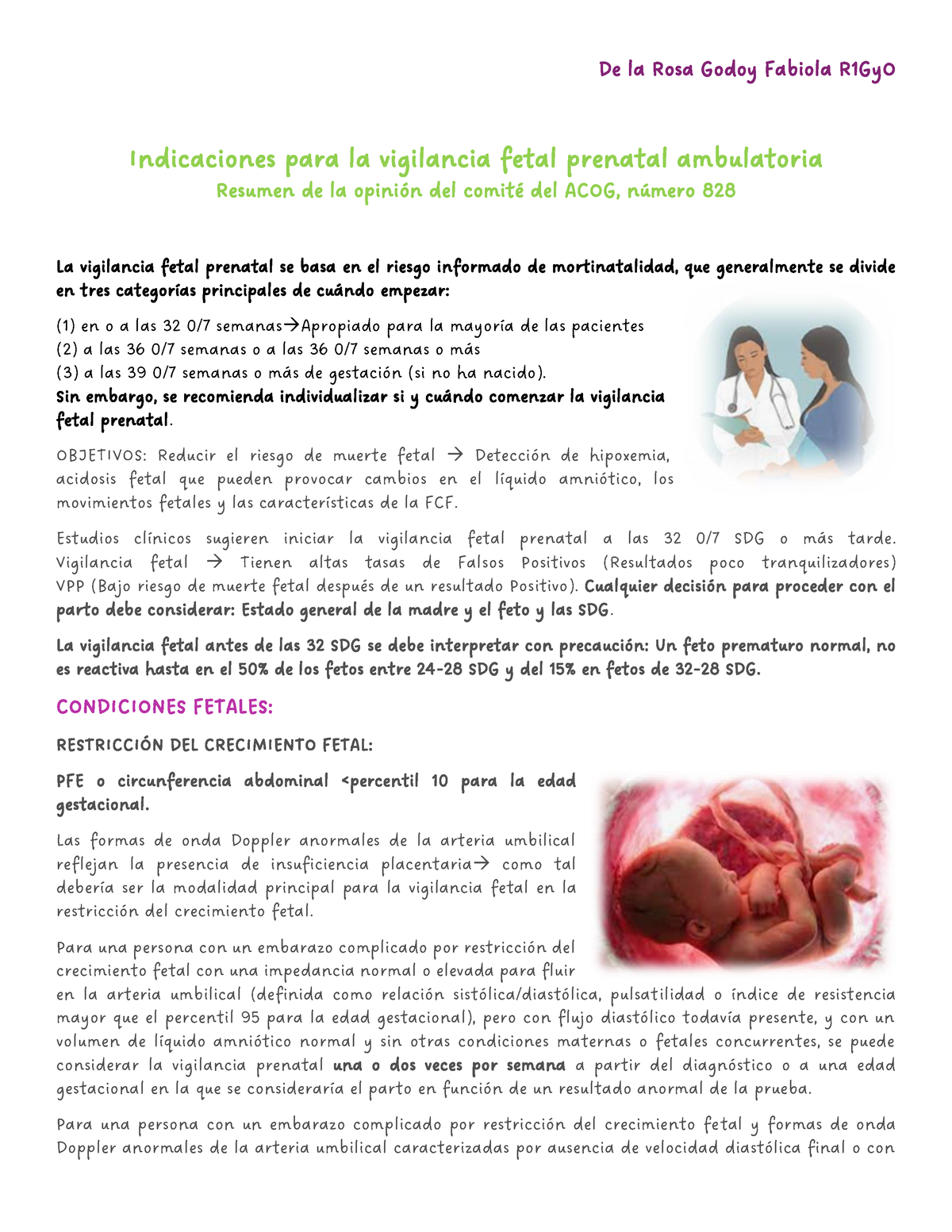 Resumen Tarea Indications For Outpatient Antenatal Fetal Surveillance