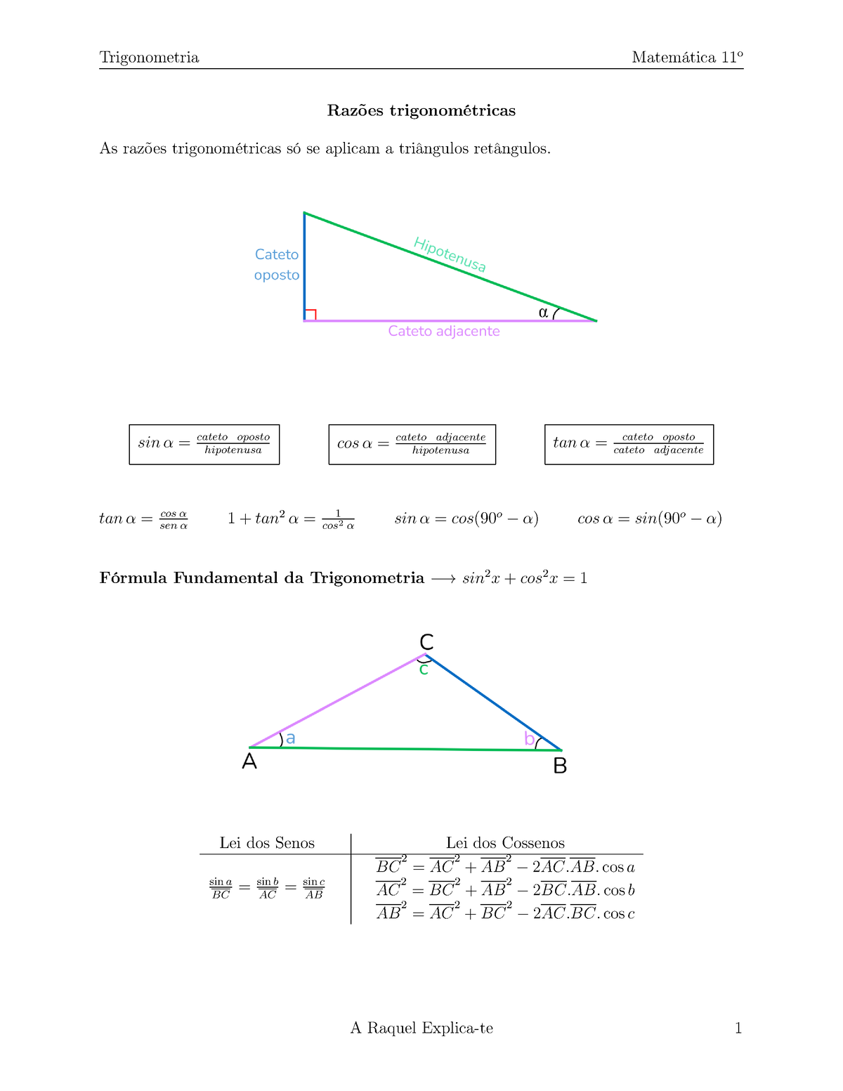 Trigonometria 11o 1 1 Trigonometria Matemática 11o Razões