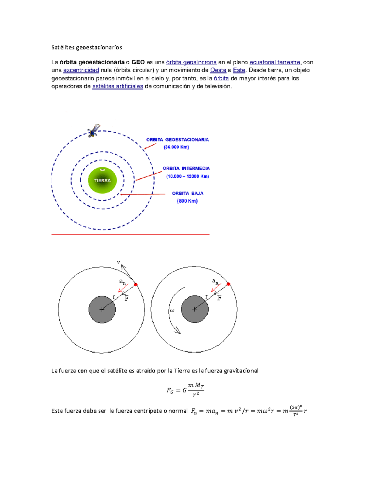 Fuerza Gravitatoria Satélites Geoestacionarios La órbita