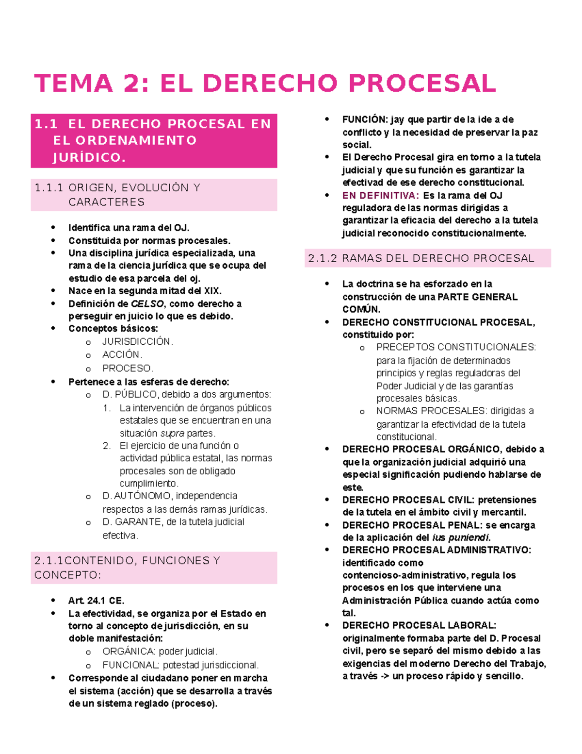 Procesal Tema 2 Tema 2 El Derecho Procesal 1 El Derecho Procesal En