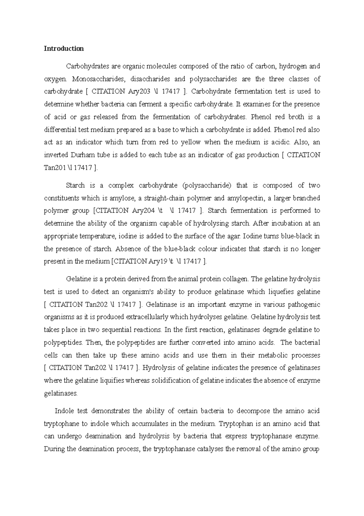 Carbohydrate Fermentation Lab Report Introduction Carbohydrates Are