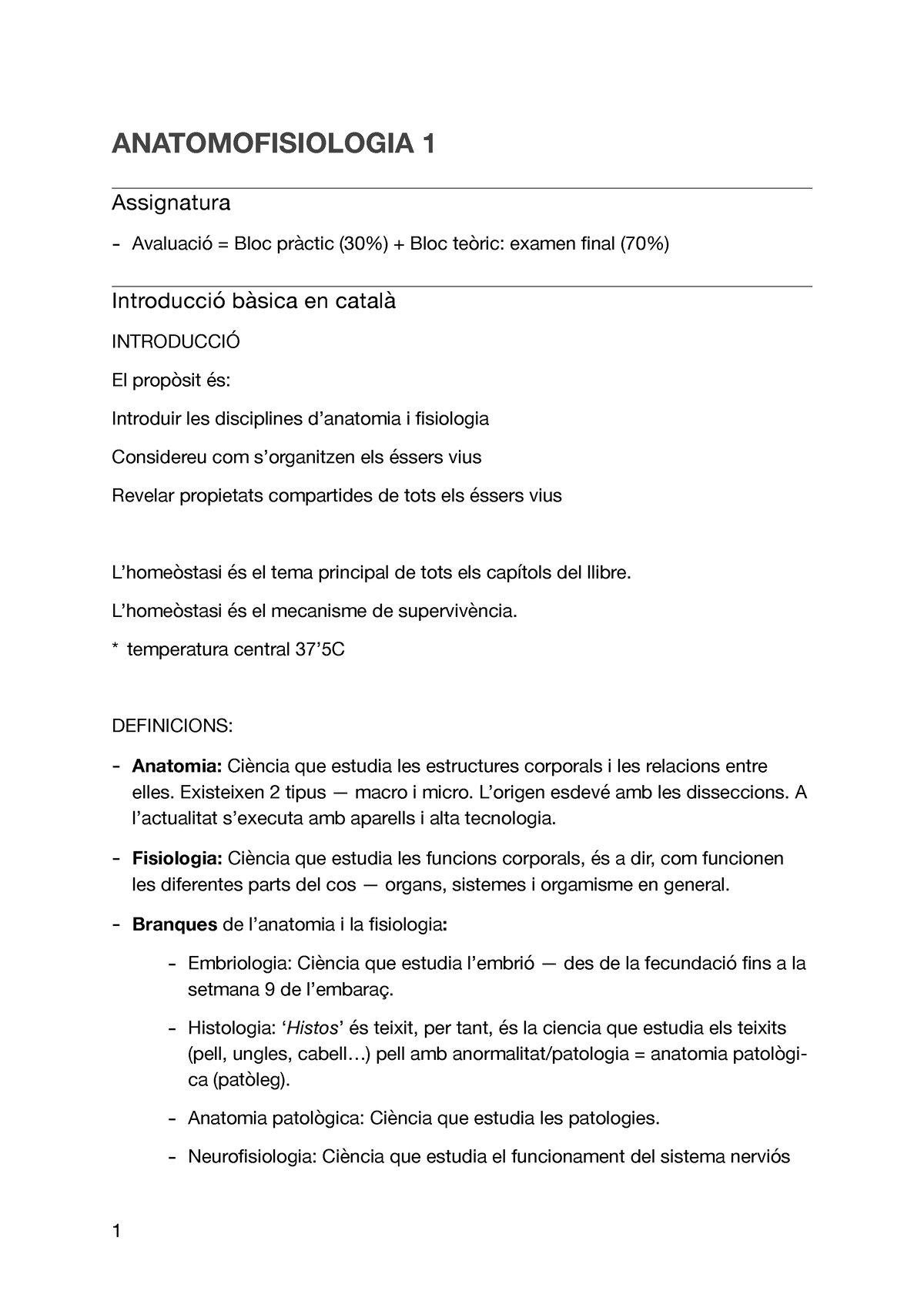 Anatomofisiologia 1 Tots Els Apunts Resumits Danatomia De Primer