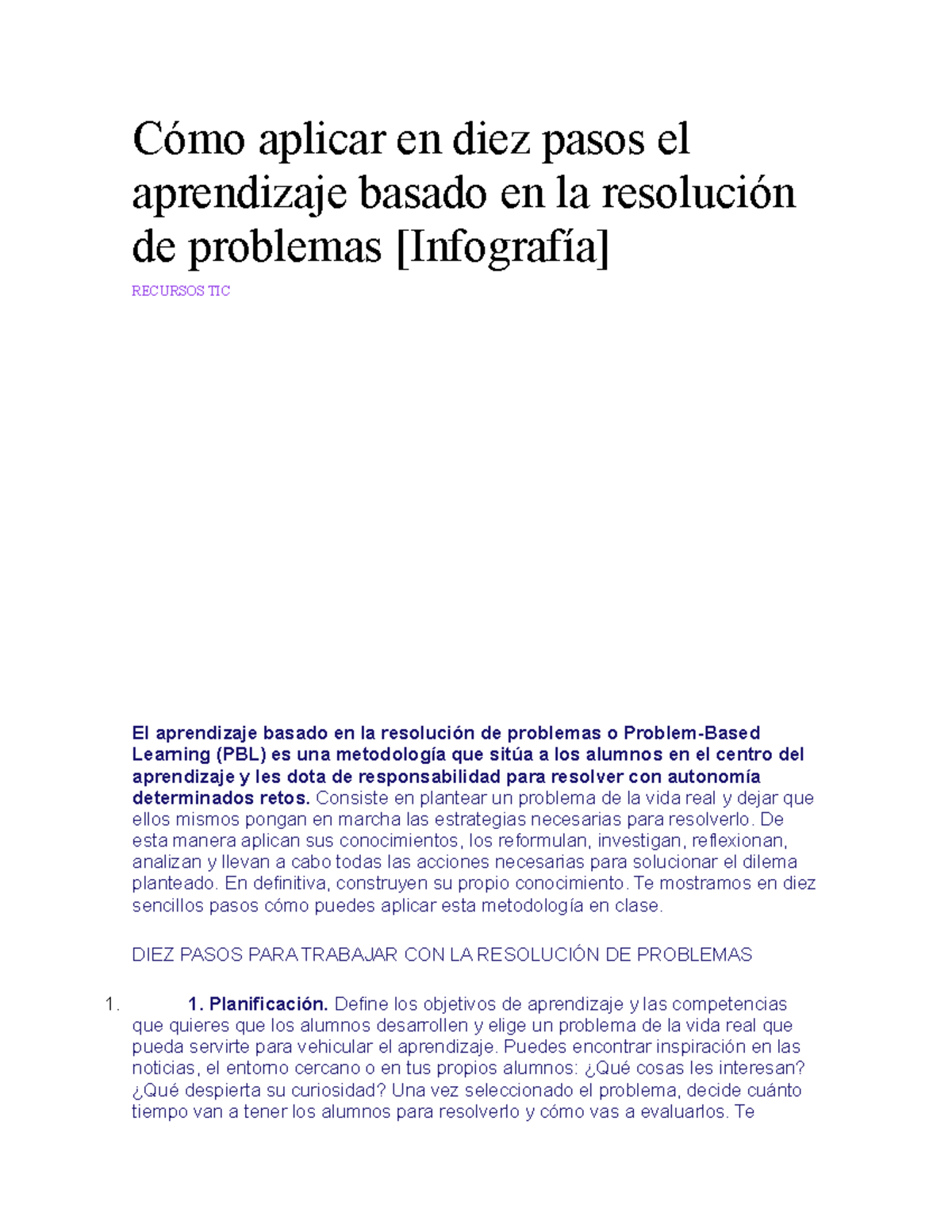 Cómo Aplicar En Diez Pasos El Aprendizaje Basado En La Resolución De