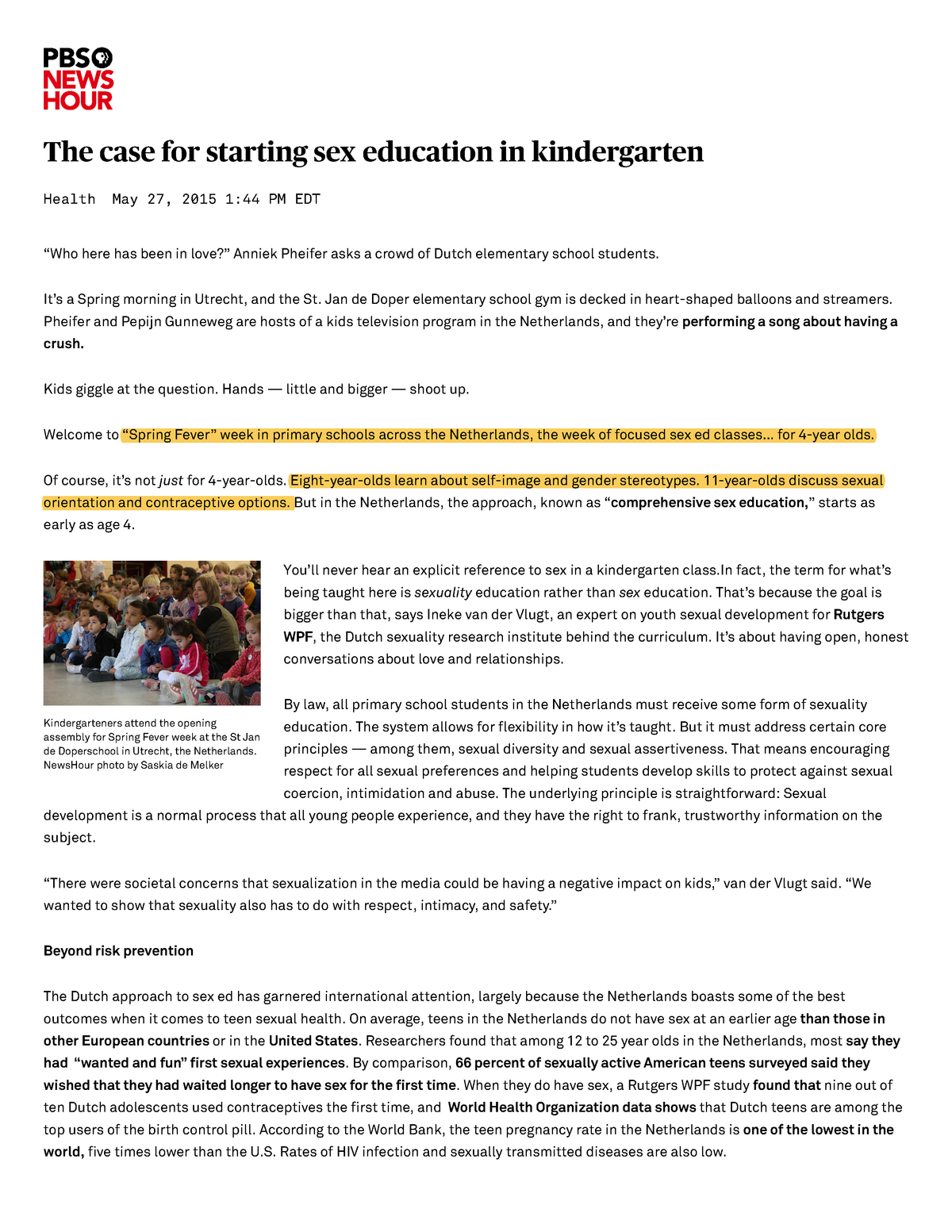 The Case For Starting Sex Education In Kindergarten Pbs News Hour The