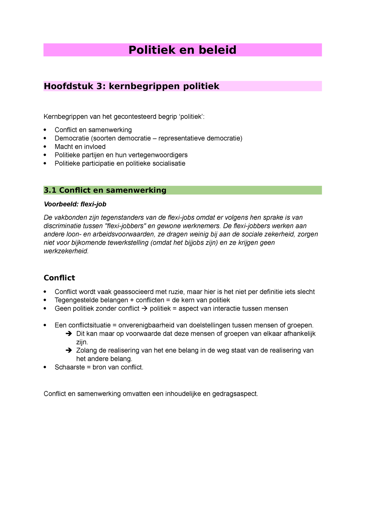 Samenvatting Hoofdstuk 3 Politiek En Beleid Hoofdstuk 3