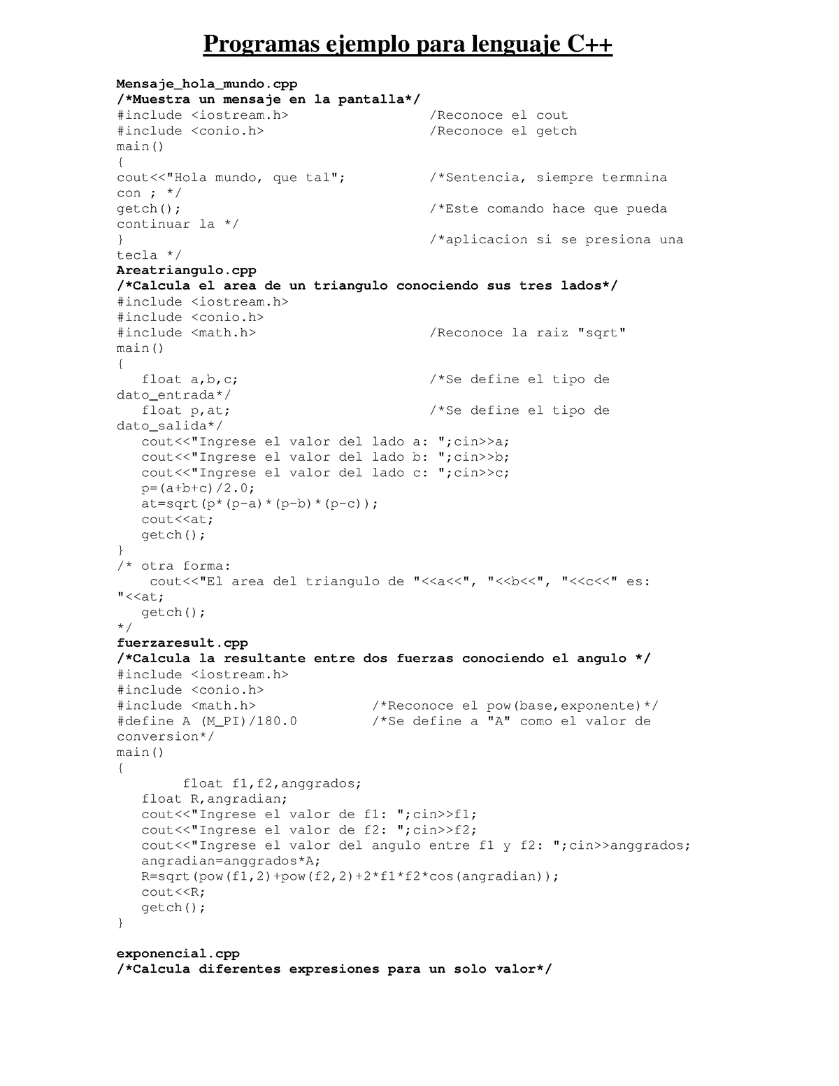 Ejemplos En C Ejercicios Resueltos Programas Ejemplo Para