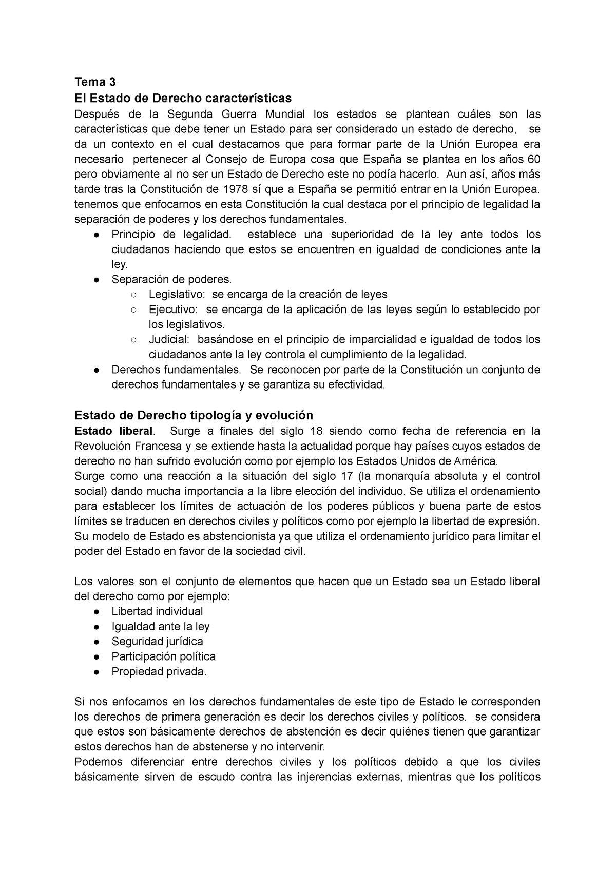 Teoría Del Derecho Tema 3 Tema 3 El Estado De Derecho Características