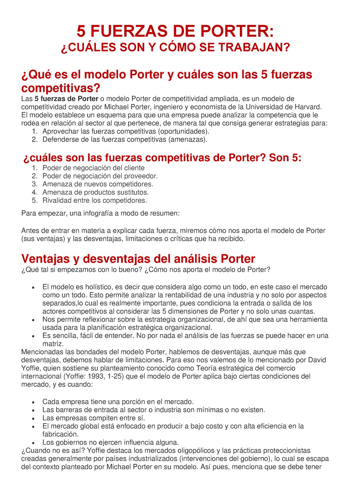 5 Fuerzas De Porter El Modelo Establece Un Esquema Para Que Una