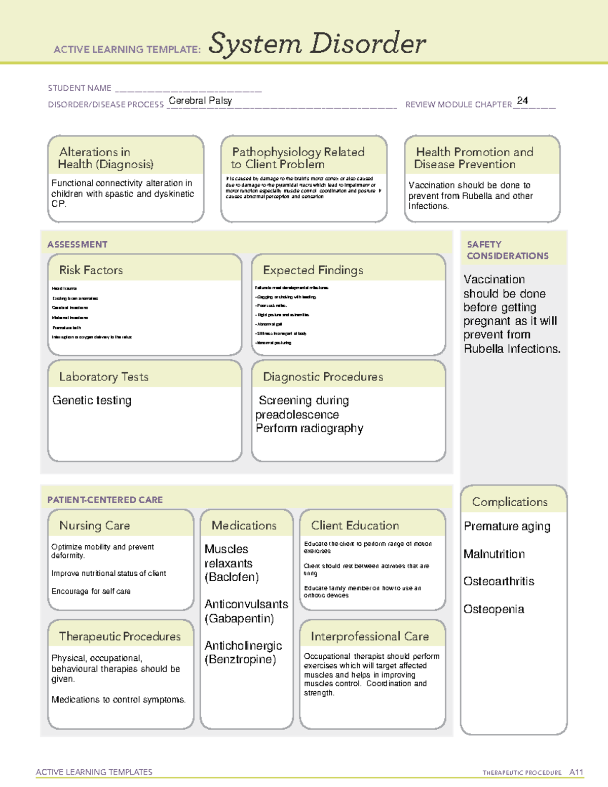 Active Learning Template System Disorder