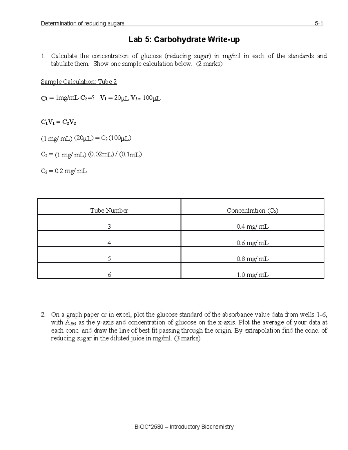 Carbohydrate Lab Write Up Template Lab 5 Carbohydrate Write Up