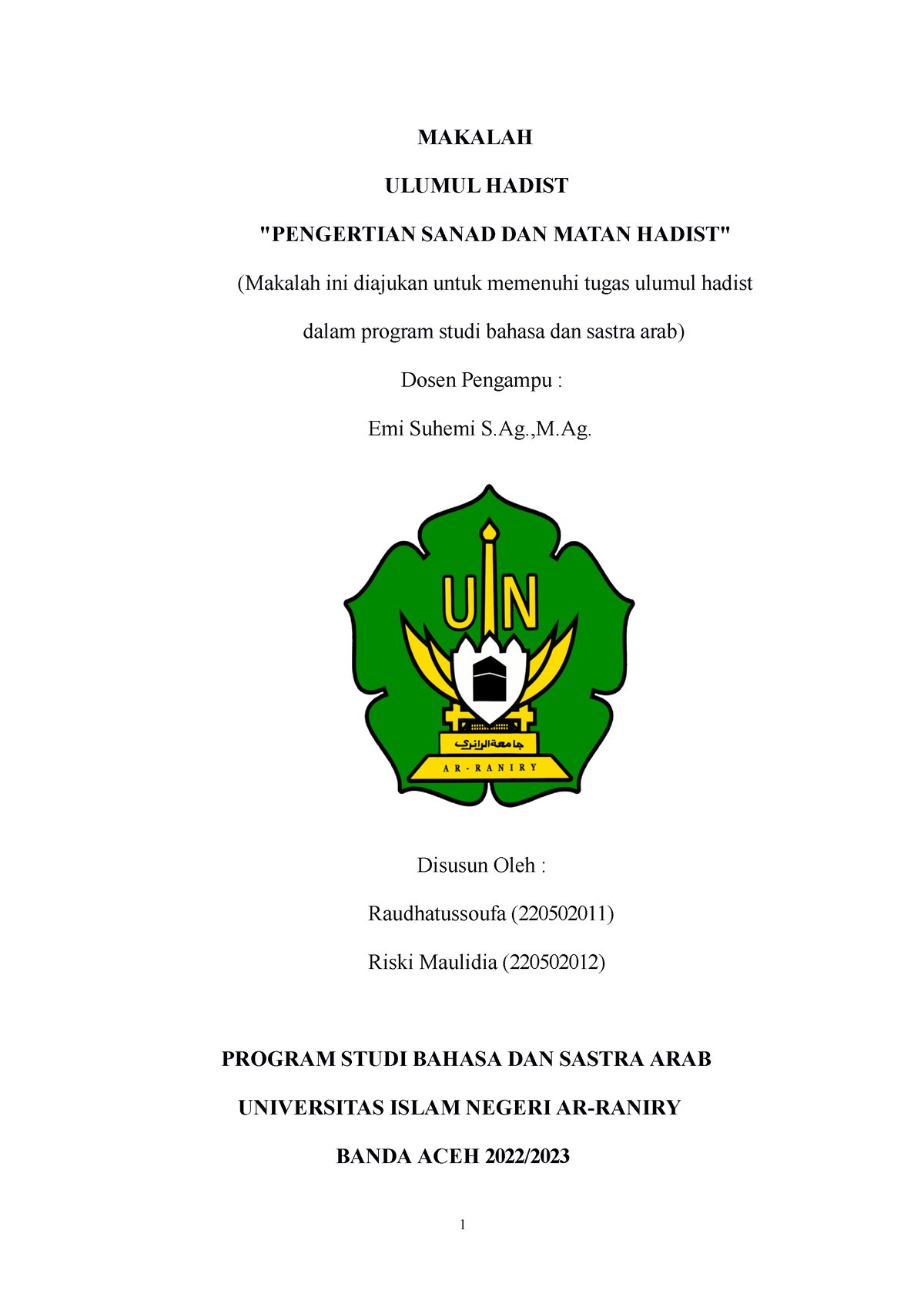 Makalah Ulumul Hadist Kel 7 Makalah Ulumul Hadist Pengertian Sanad