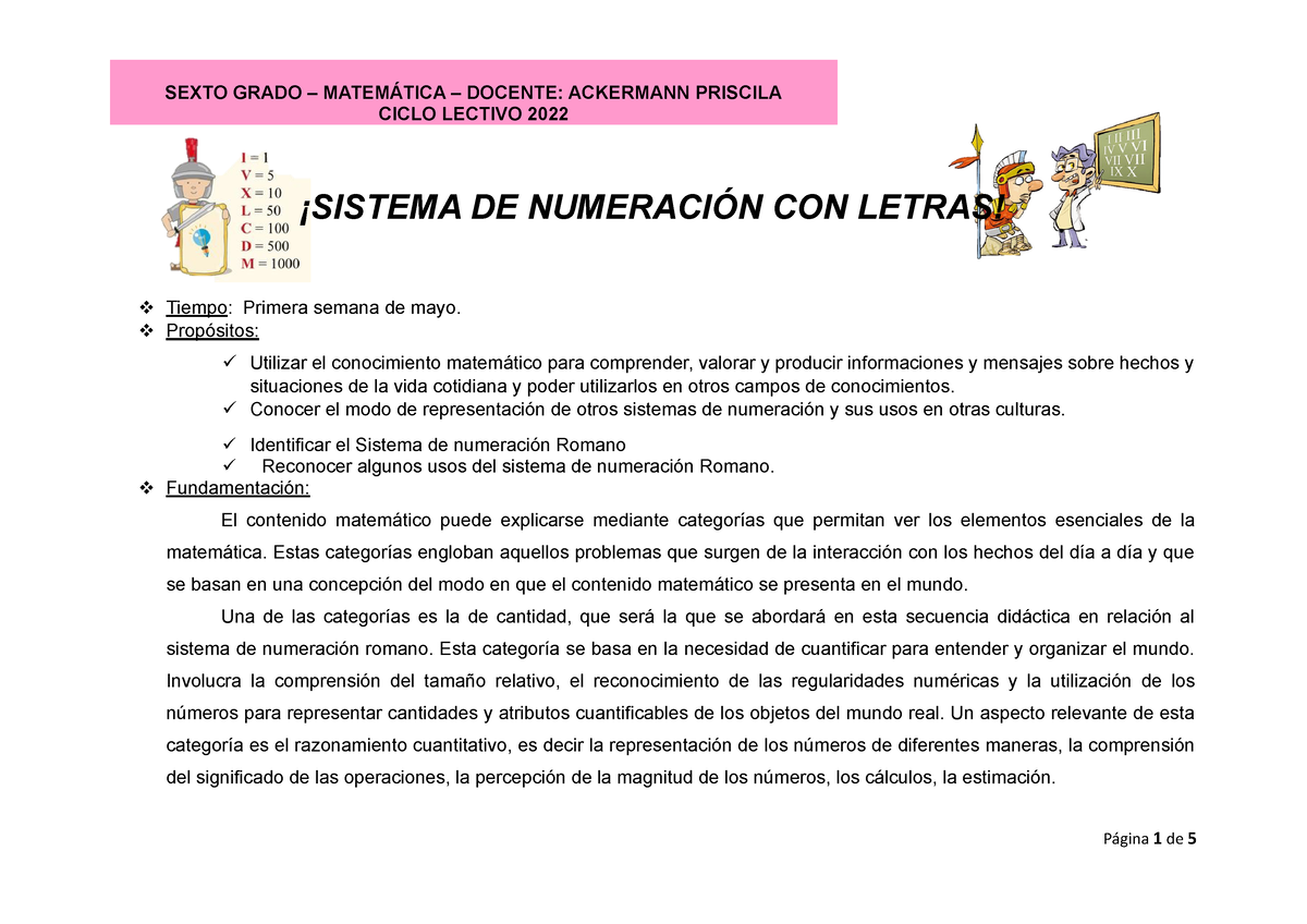 Segunda Secuencia Didáctica Matemática ¡sistema De NumeraciÓn Con