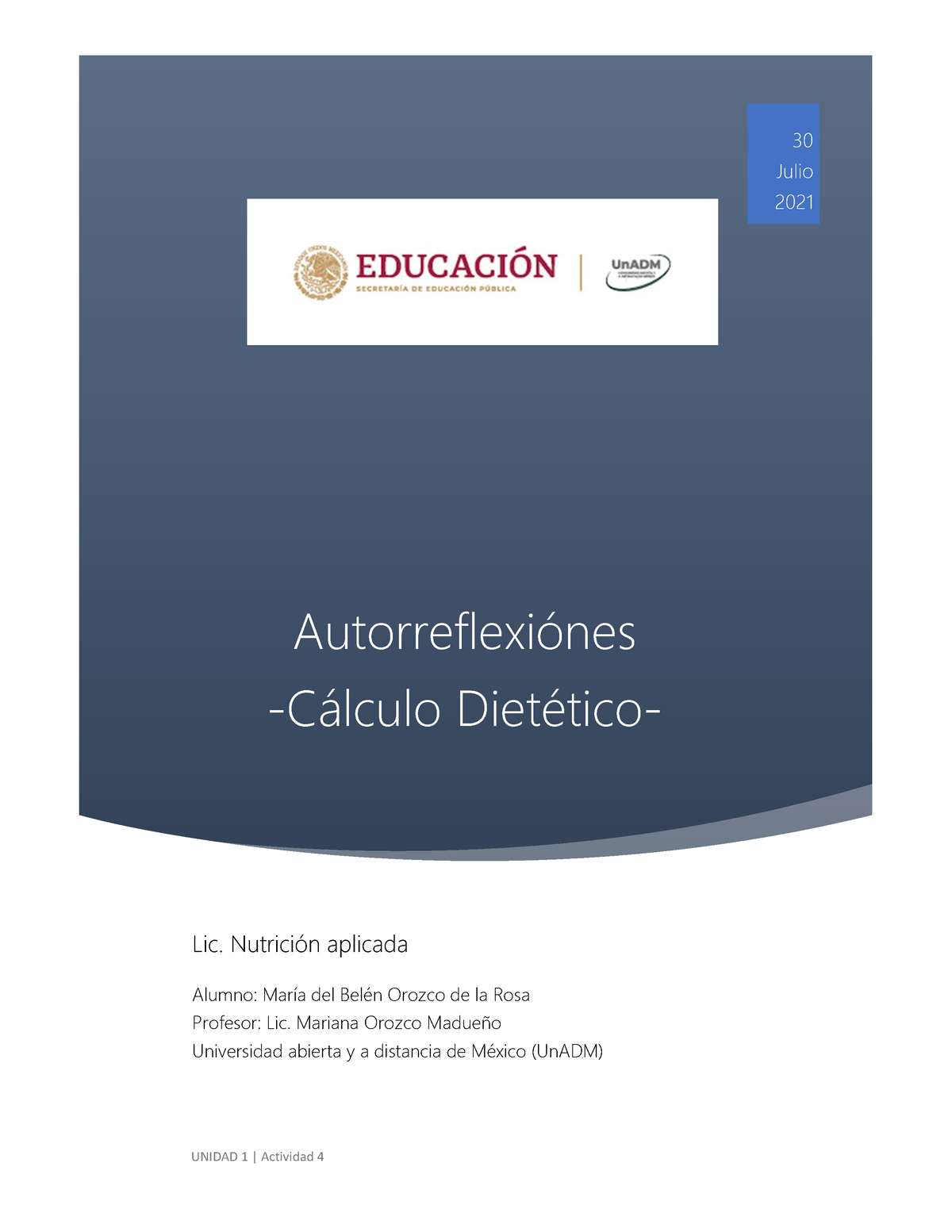 Cdi U1 Atr Maod Autorreflexiones Unidad 1 Aplicación Del Cálculo