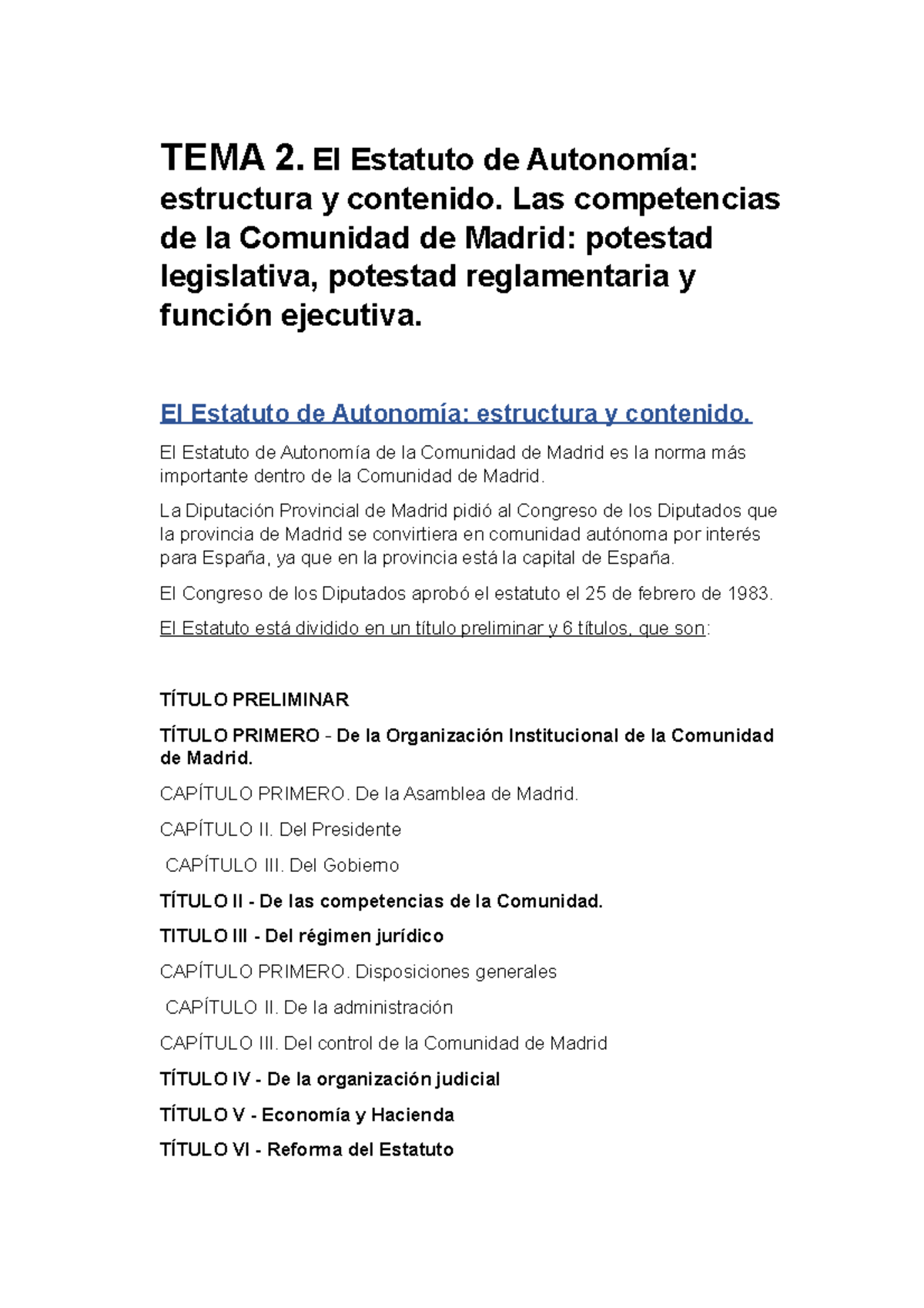 21 El Estatuto De Autonomia Estructura Y Contenido Tema 2 El