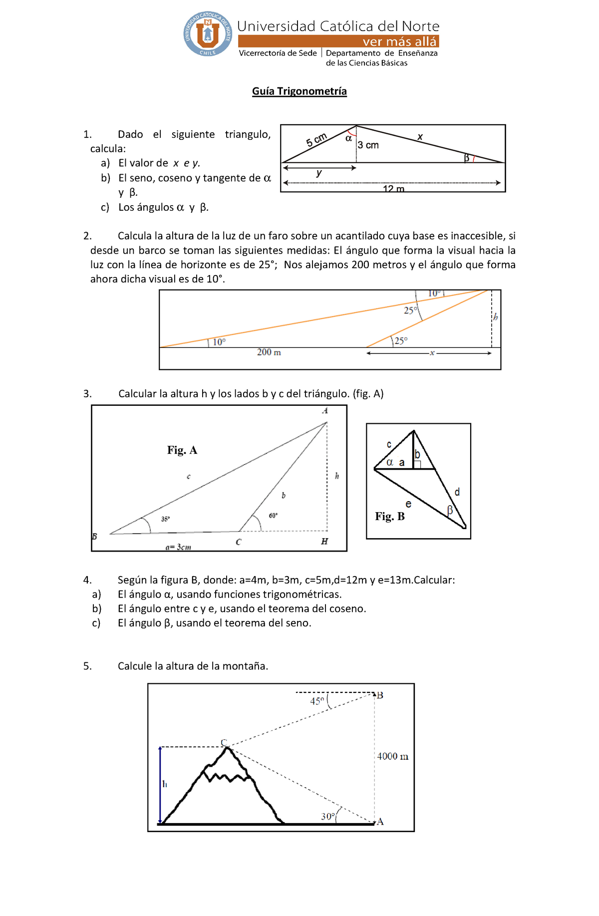 Guia Trigonometria Ic Guía Trigonometría 1 Dado El Siguiente