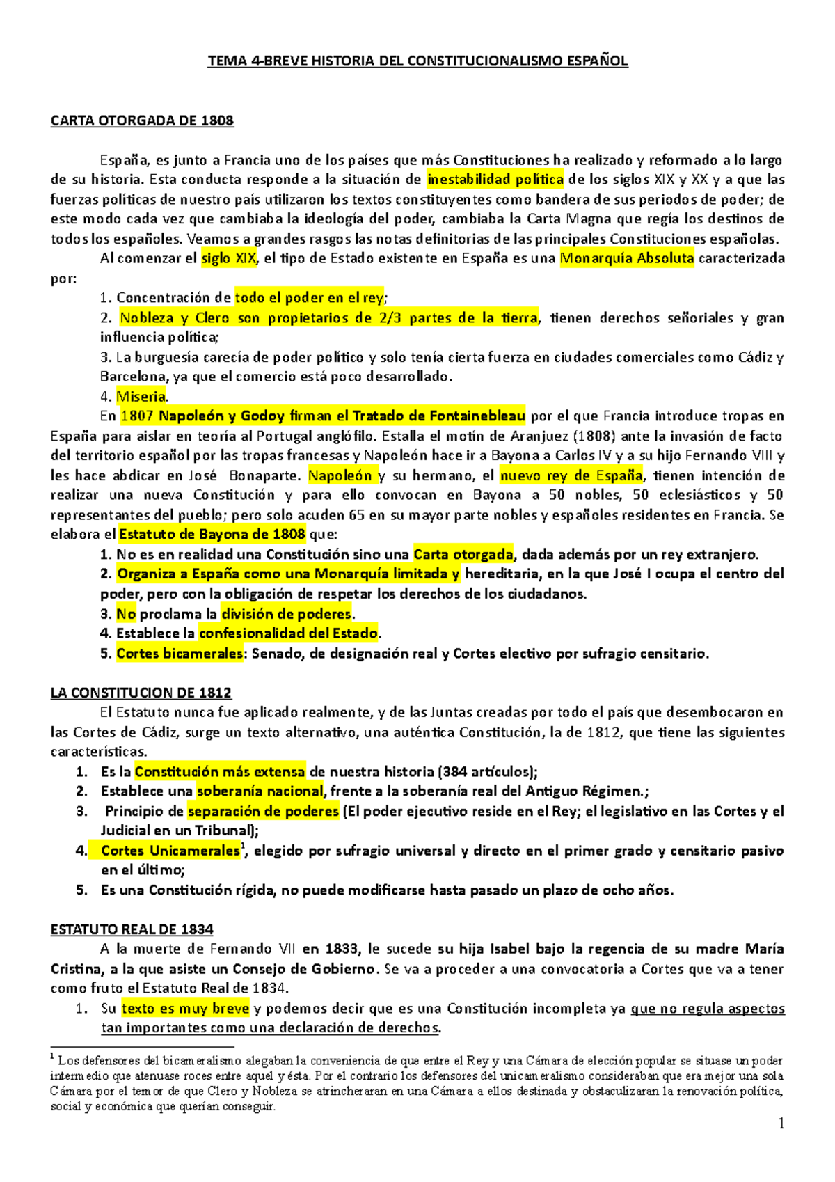 Tema 4 Breve Historia Del Constitucionalismo Español Tema 4 Breve