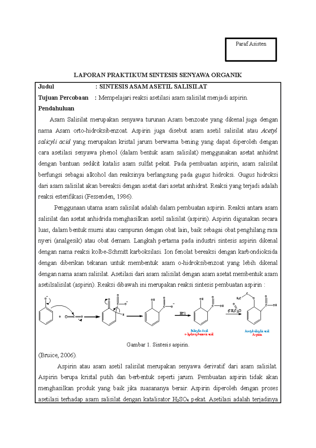 Sintesis Asam Asetil Salisilat Laporan Praktikum Sintesis Senyawa