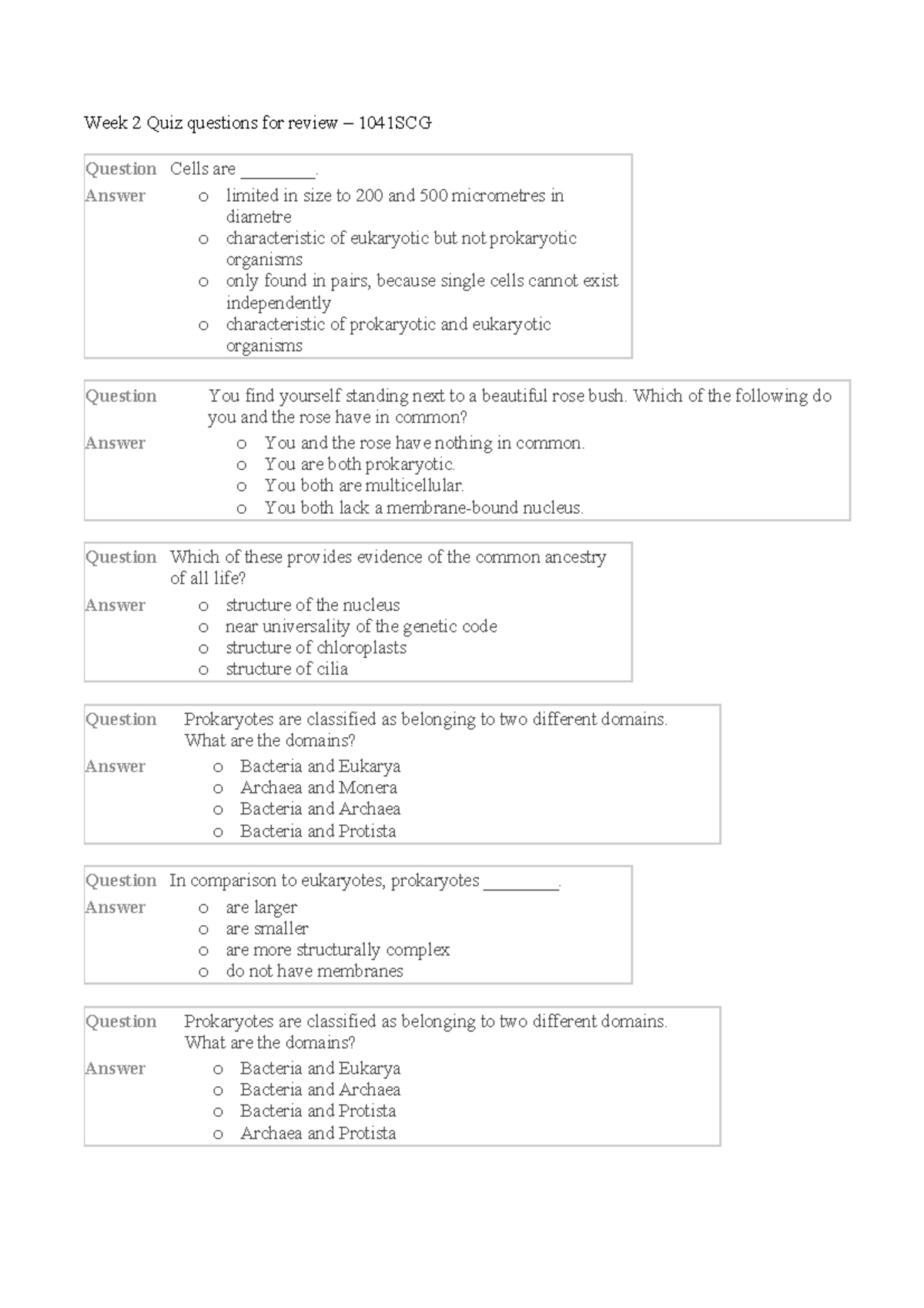 Week 2 Quiz Questions Practice Quiz Qs For Biological Systems Week