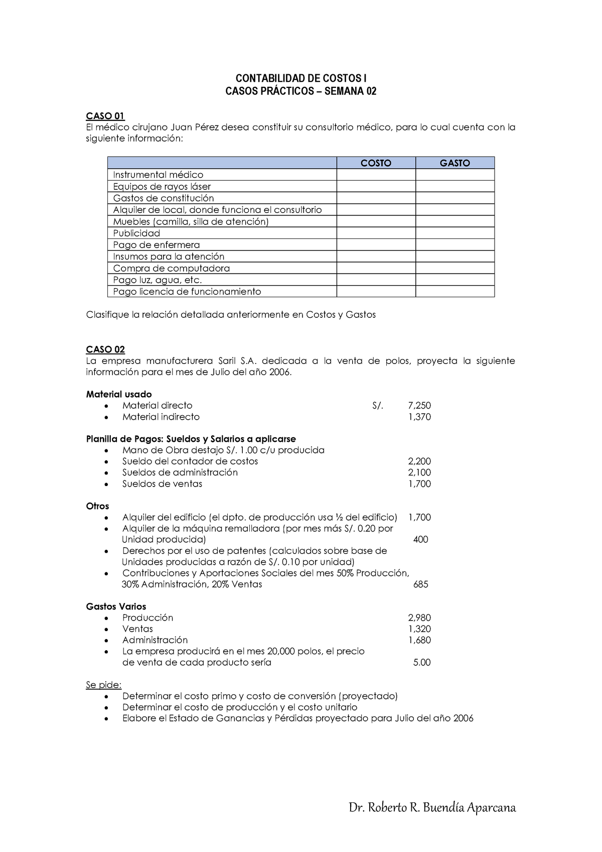 Casos Practicos De Contabilidad De Costos Resueltos A