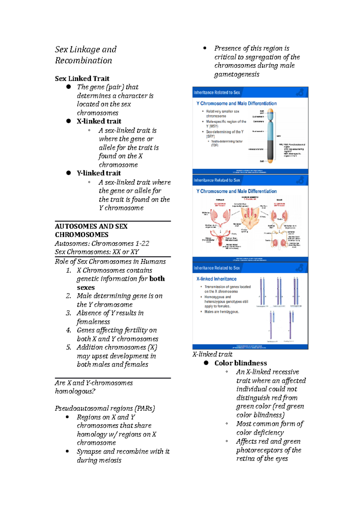 General Biology 2 Science Sex Linkage And Recombination Sex Linked