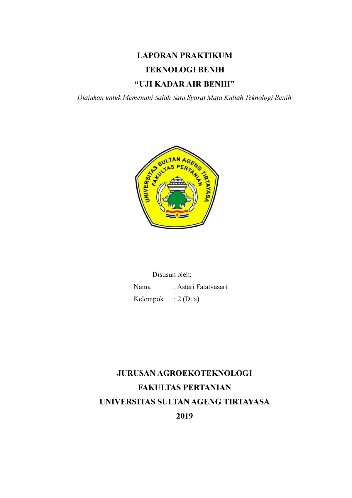 Laporan Praktikum Teknologi Benih Uji Kadar Air Benih Laporan