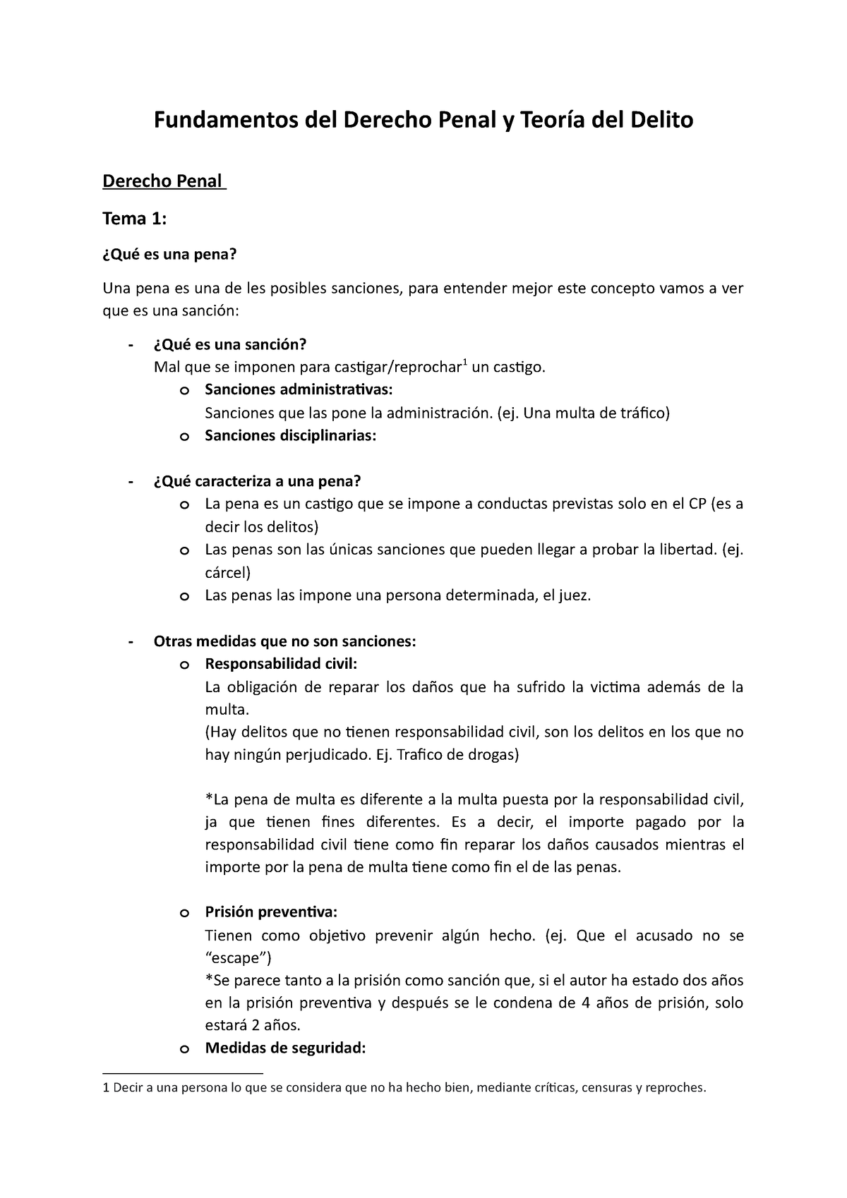 Fundamentos Del Derecho Penal Y Teoría Del Delito Tema 1 Fundamentos