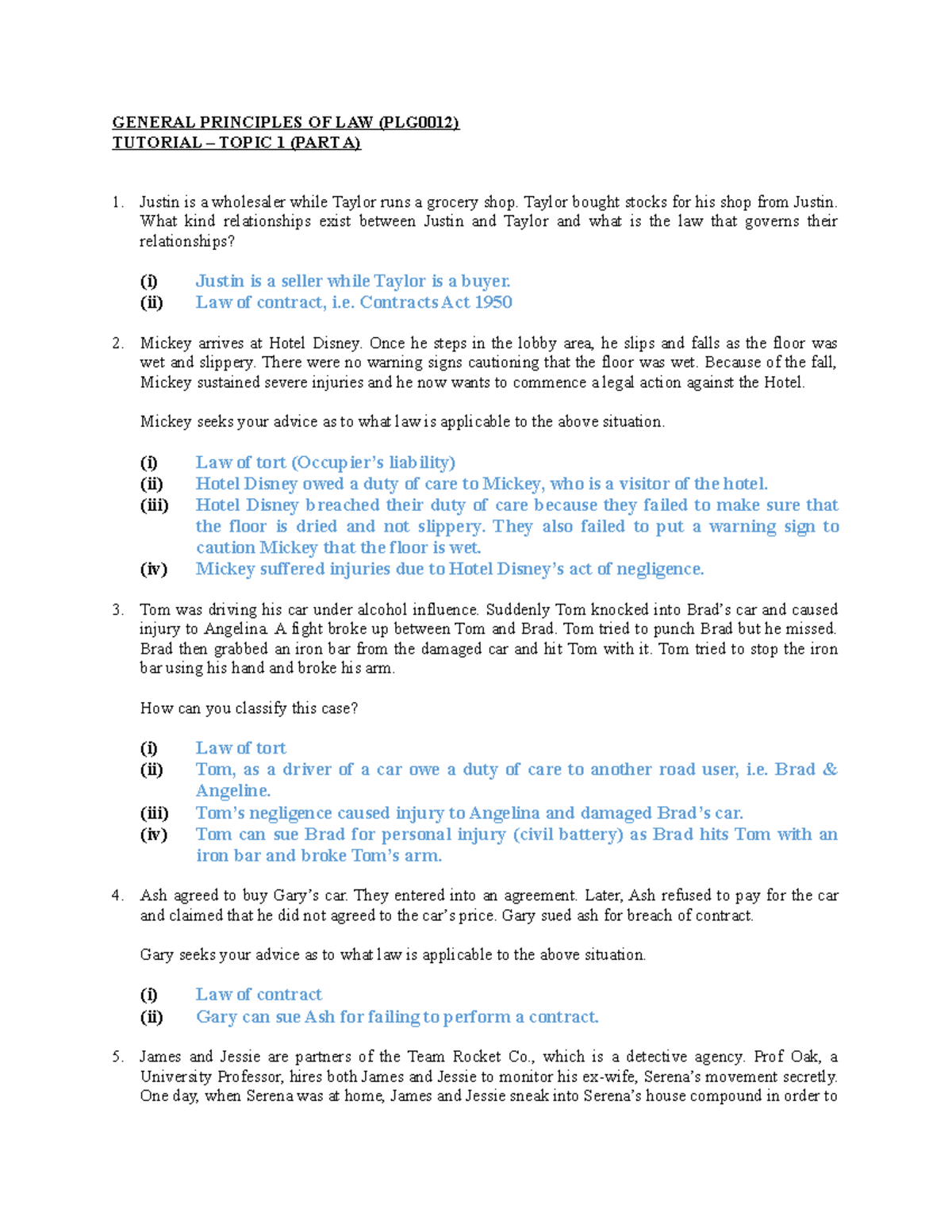 Plg0012 Gpol Tut 1 Topic 1 Part A General Principles Of Law