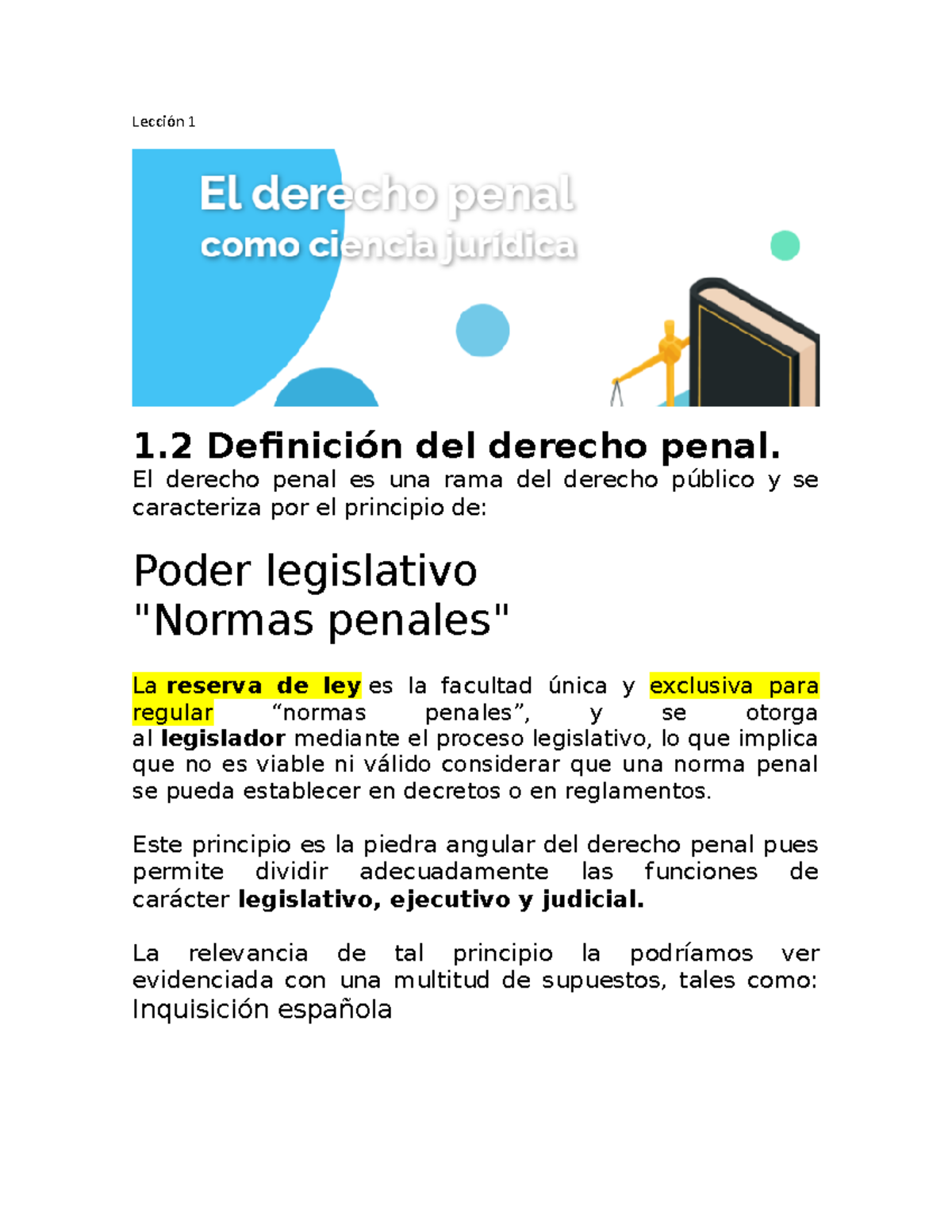 Lección 1 Derecho Penal Como Ciencia Jurídica Lección 1 1 Definición