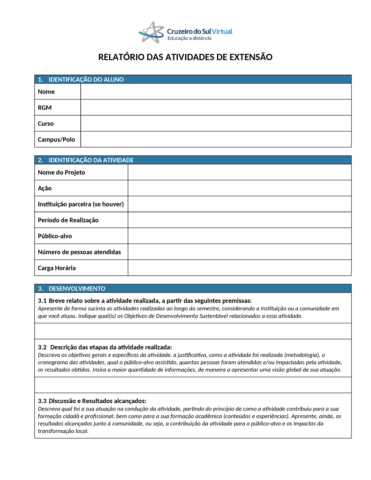 Relatório De Entrega De Atividades Extensionistas Atual RelatÓrio Das