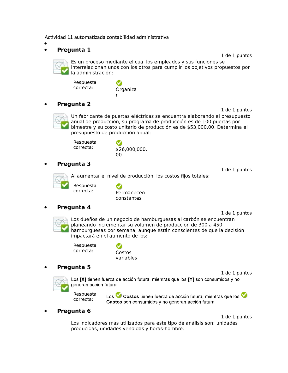 Actividad 11 Automatizada Contabilidad Administrativa Actividad 11