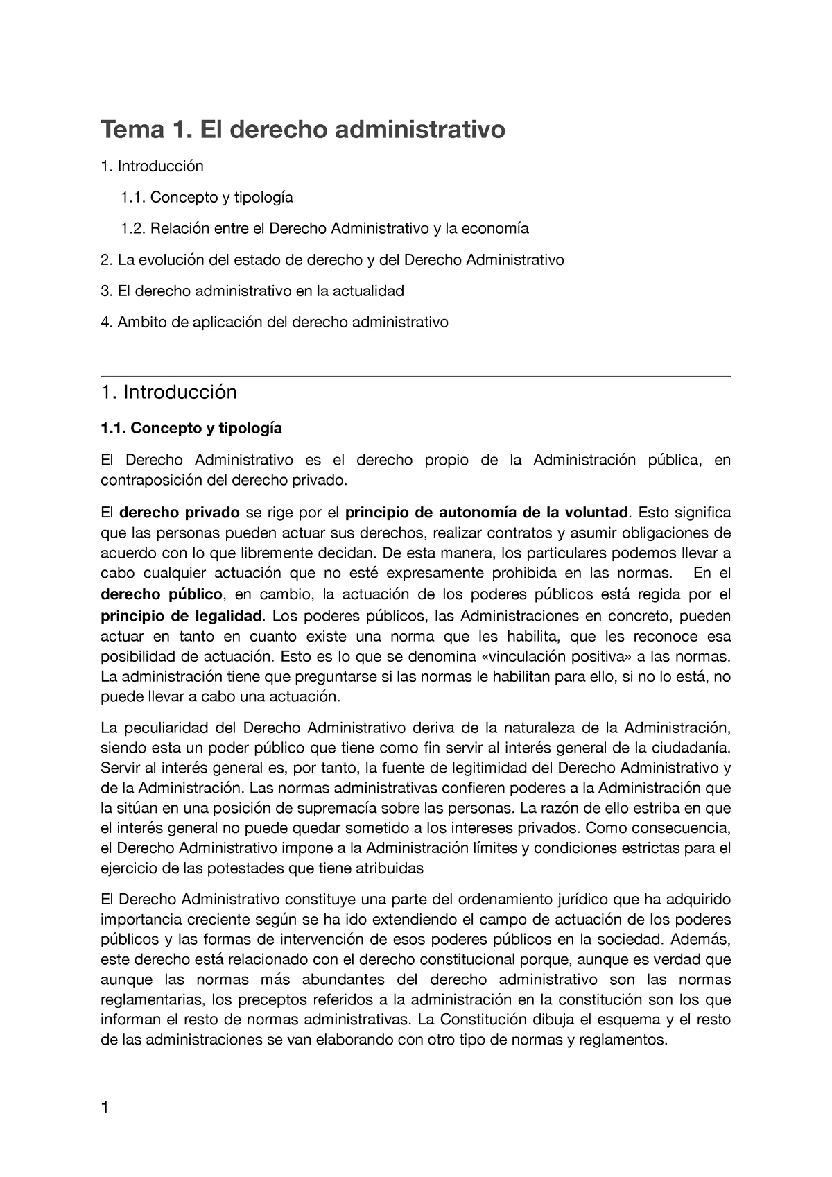 Admin Tema 1 Final Apuntes 1 Tema 1 El Derecho Administrativo