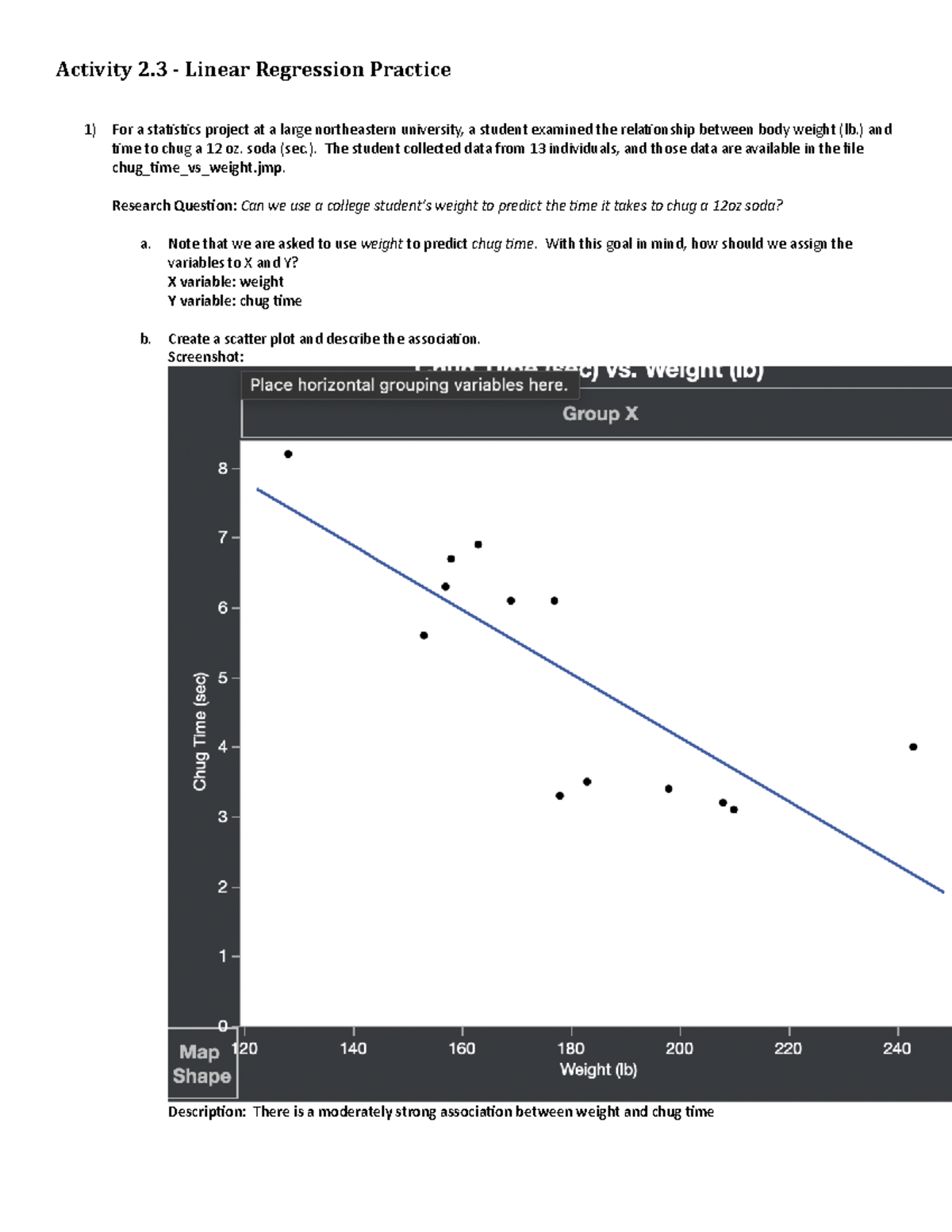 Act2 3 Linear Regression Practice Activity 2 Linear Regression