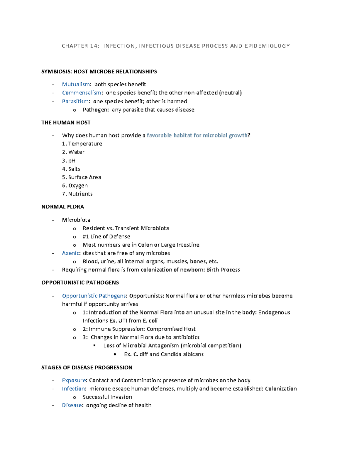 Chapter 14 Infection Infectious Disease Process And Epidemiology