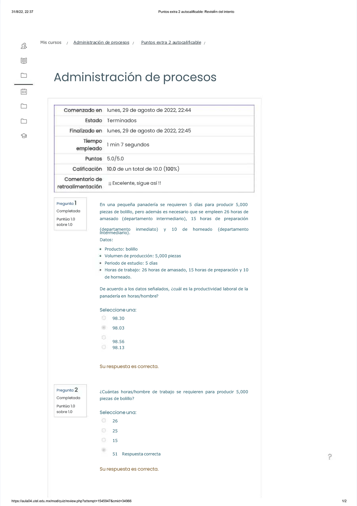 Pdf Puntos Extra 2 Autocalificable Revision Del Intento Compress 331