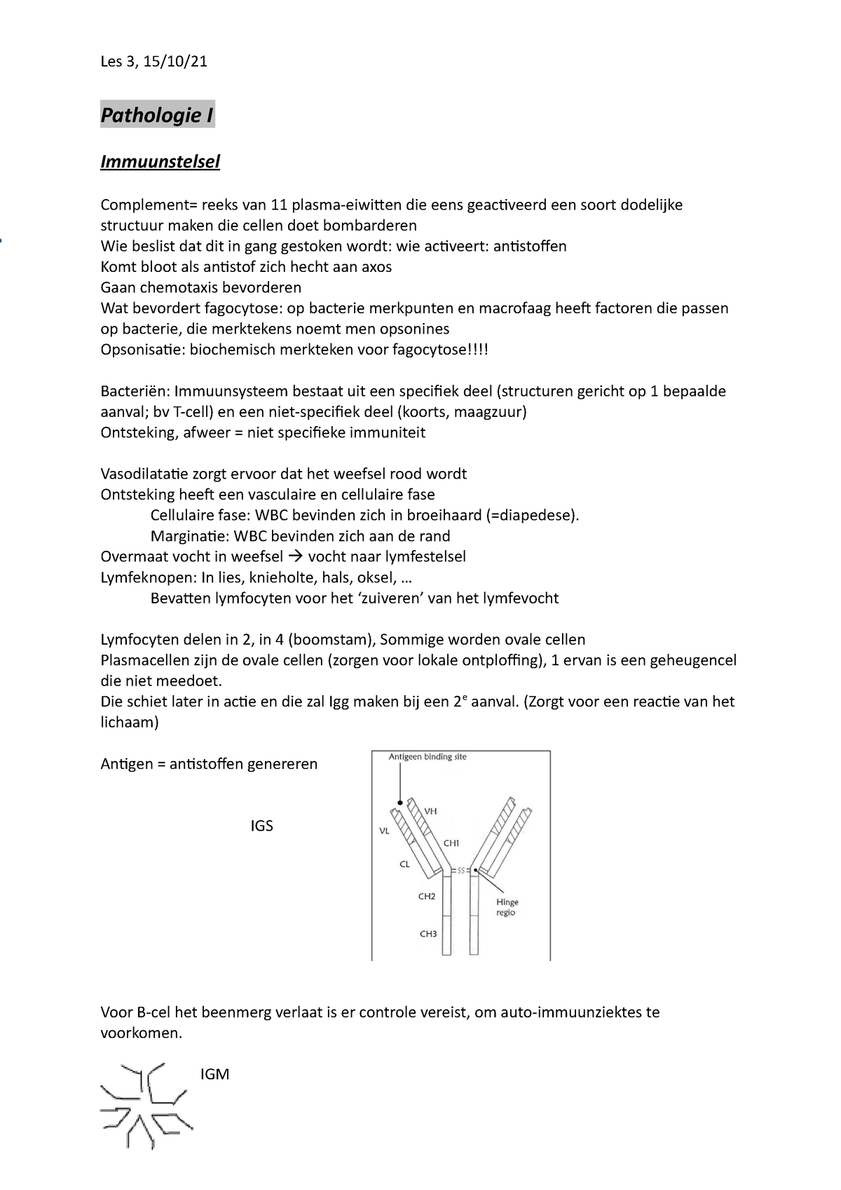 Pathologie I Les 3 Samenvatting Les 3 1510 Pathologie I