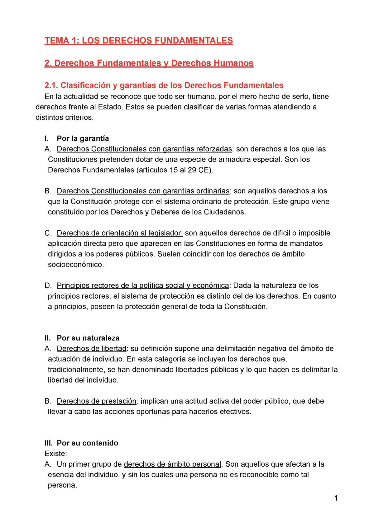 Tema 1 Apuntes 1 Tema 1 Los Derechos Fundamentales 2 Derechos