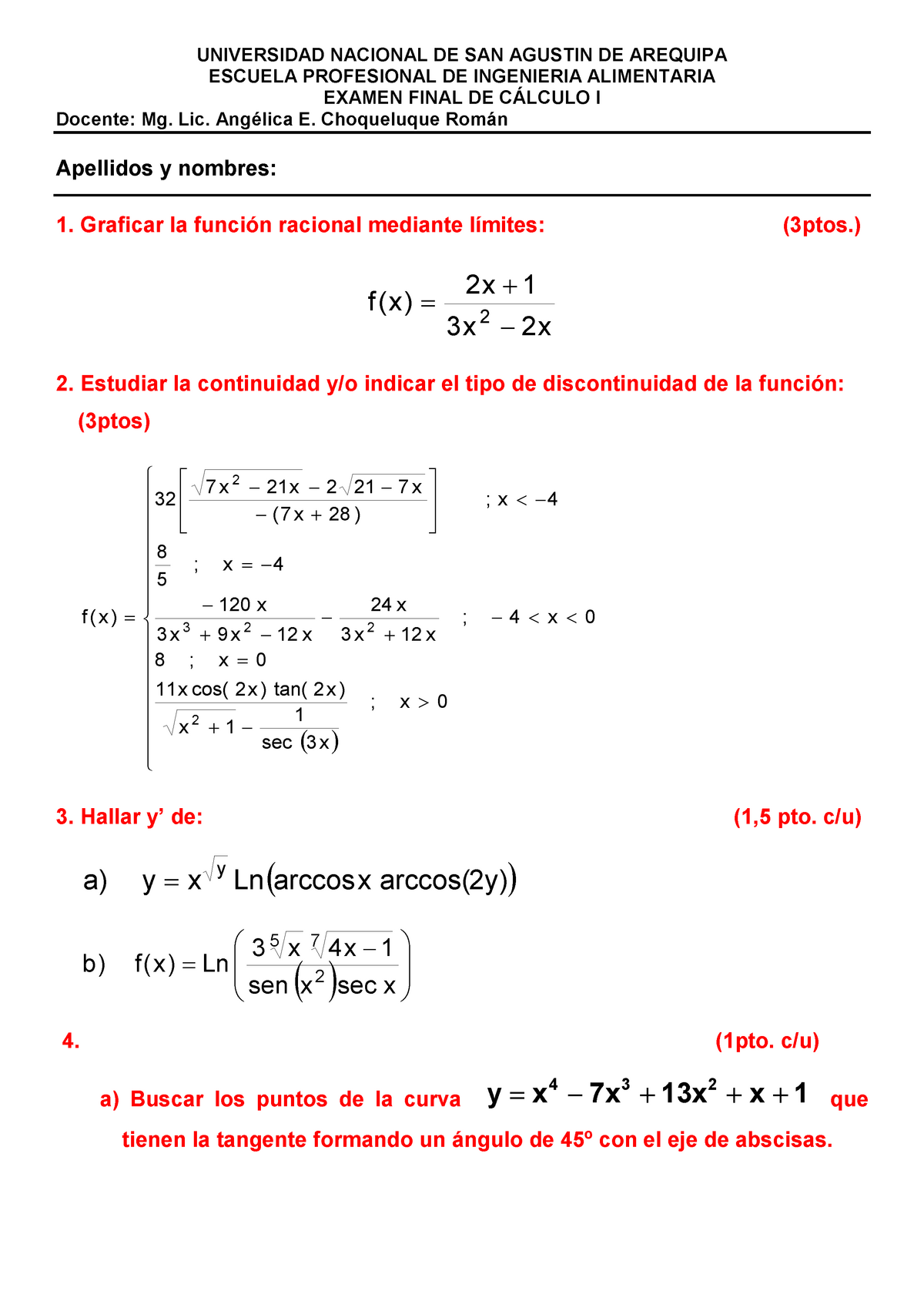 Nivelacion De Matematicas Grados Octavos