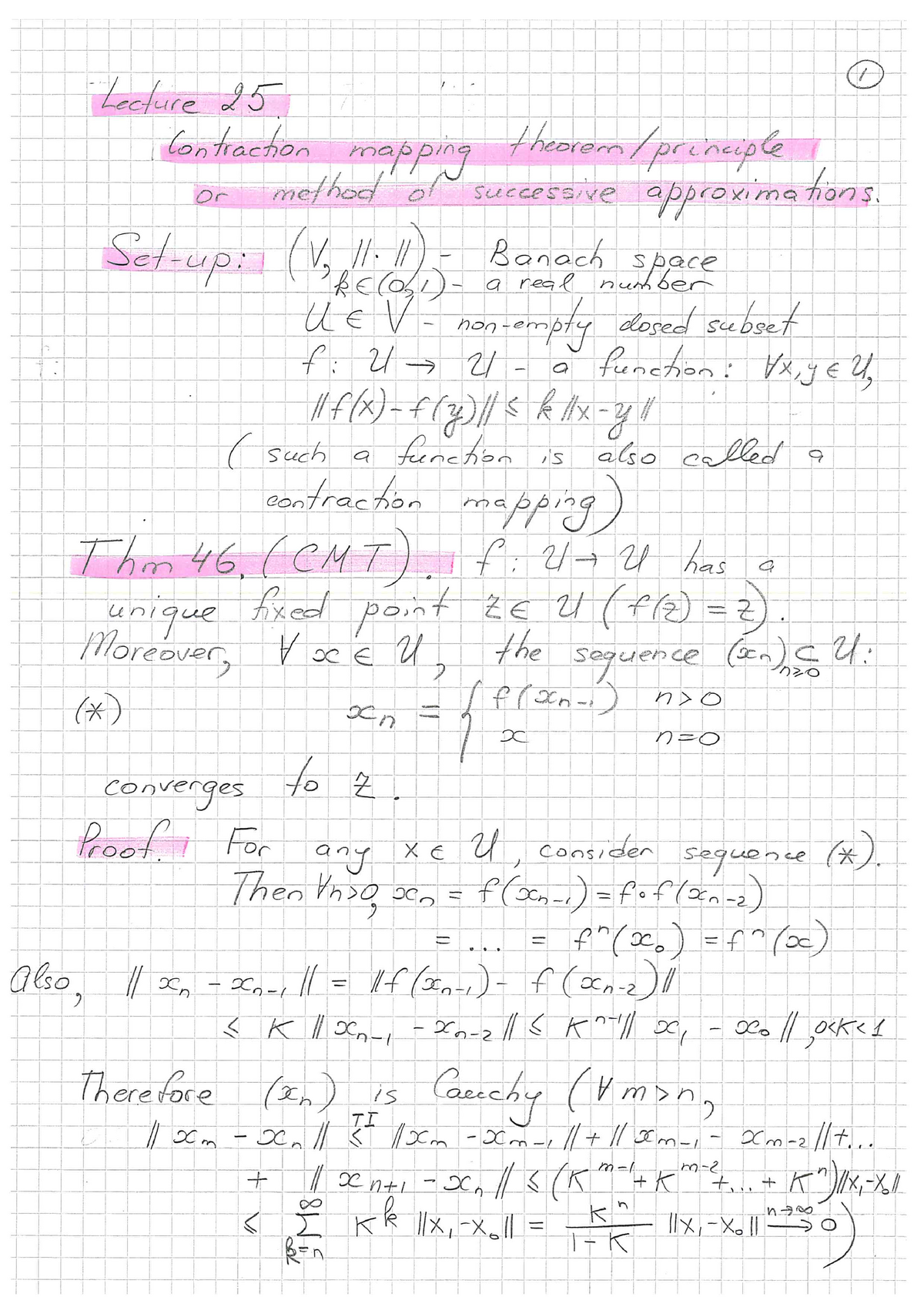 Ma244 2015 2016 Lecture 25 Contraction Mapping Theorem Ma244