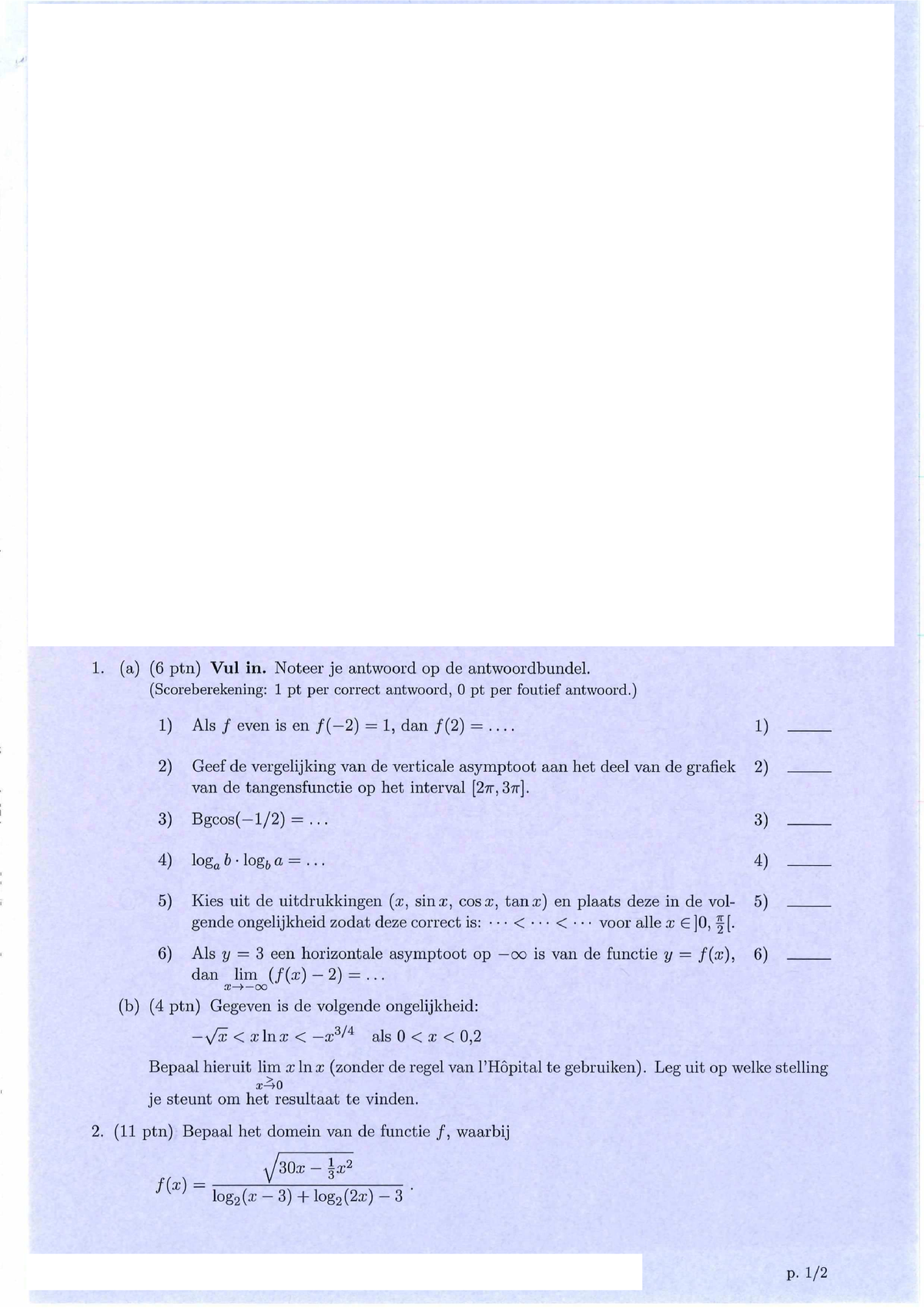 Wiskunde A Examen 2020 2021 Oplossing Wiskunde 1 Algebra En