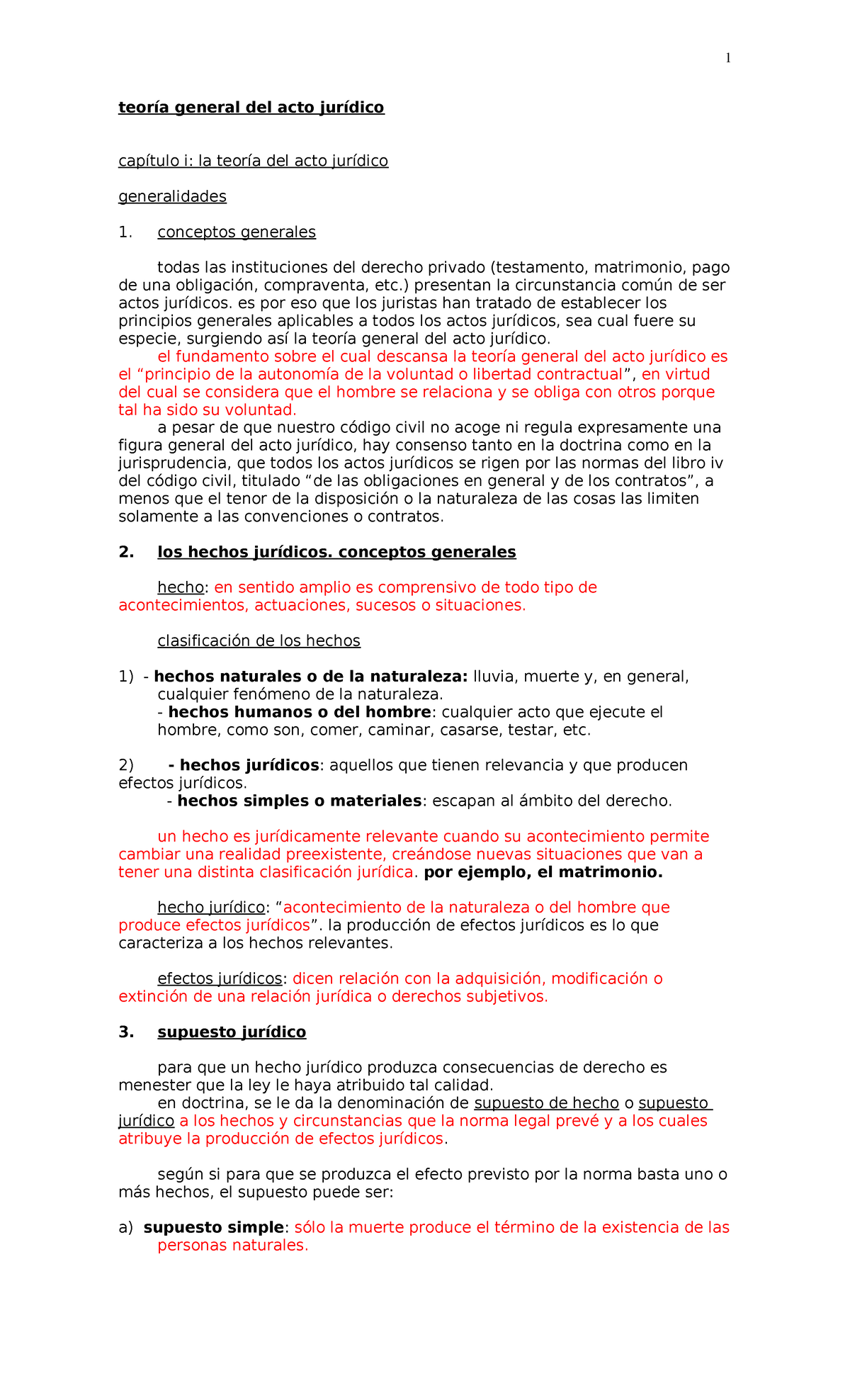 Apunte De Civil 1 Acto Juridico Teoría General Del Acto Jurídico