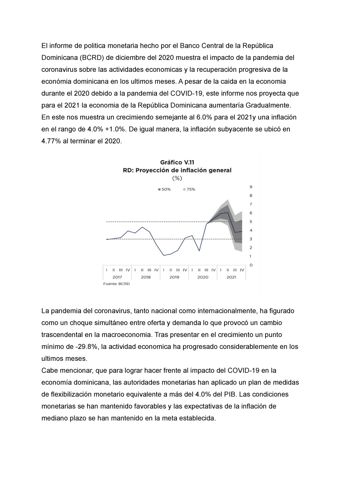 Informe De Politica Monetaria A Pesar De La Caida En La Economia