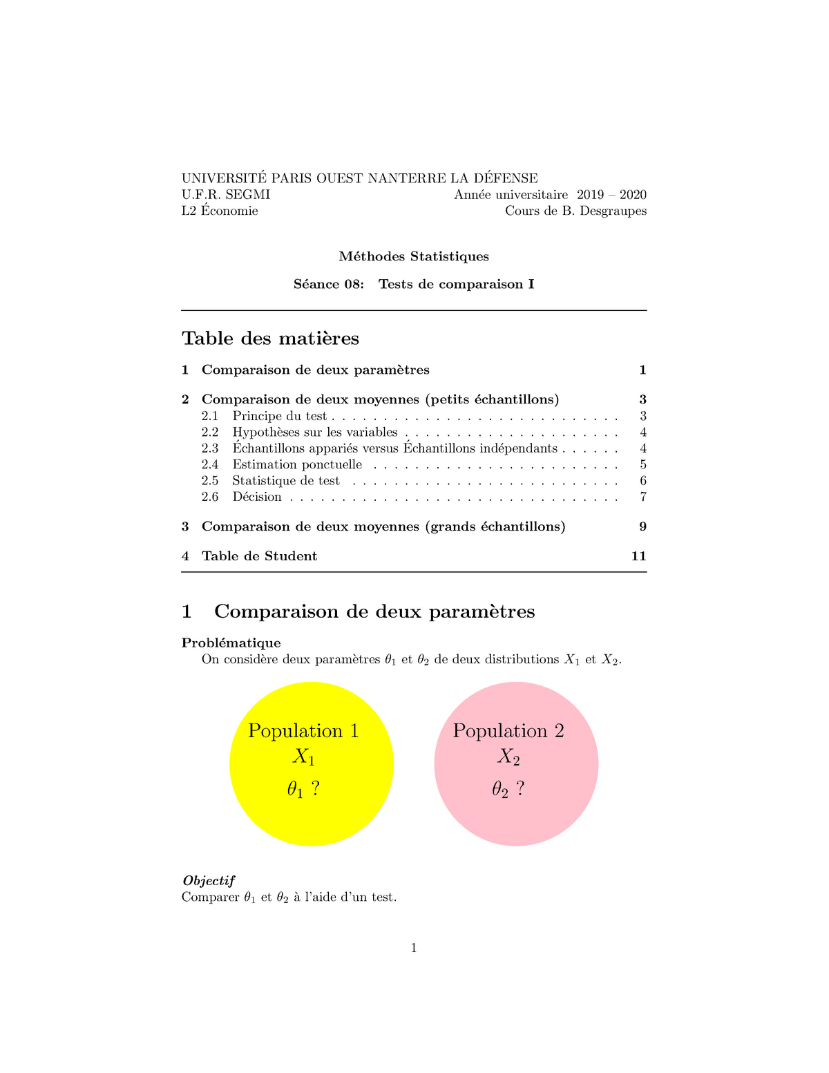 Meth Stat L 2 Seance 08 Doc Paris Ouest Nanterre La Defense