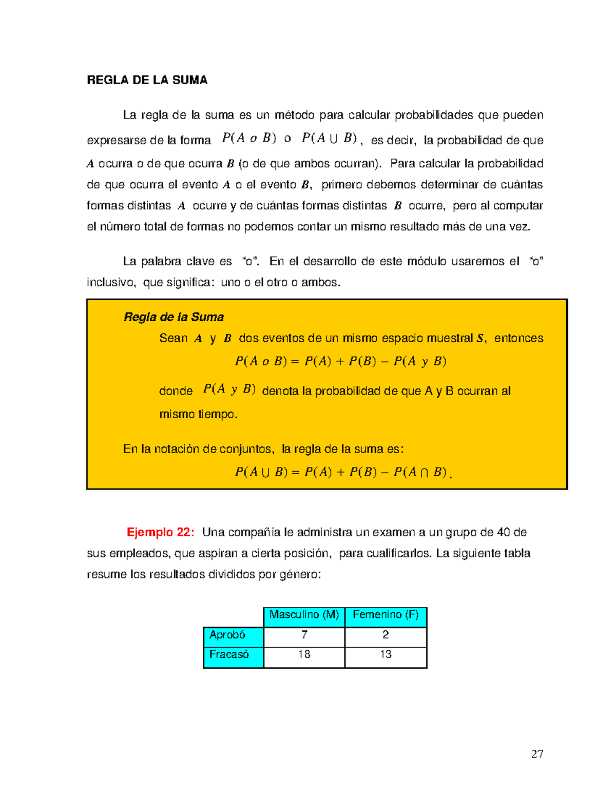 Probabilidad 27 38 Regla De La Suma Regla De La Suma La Regla De La